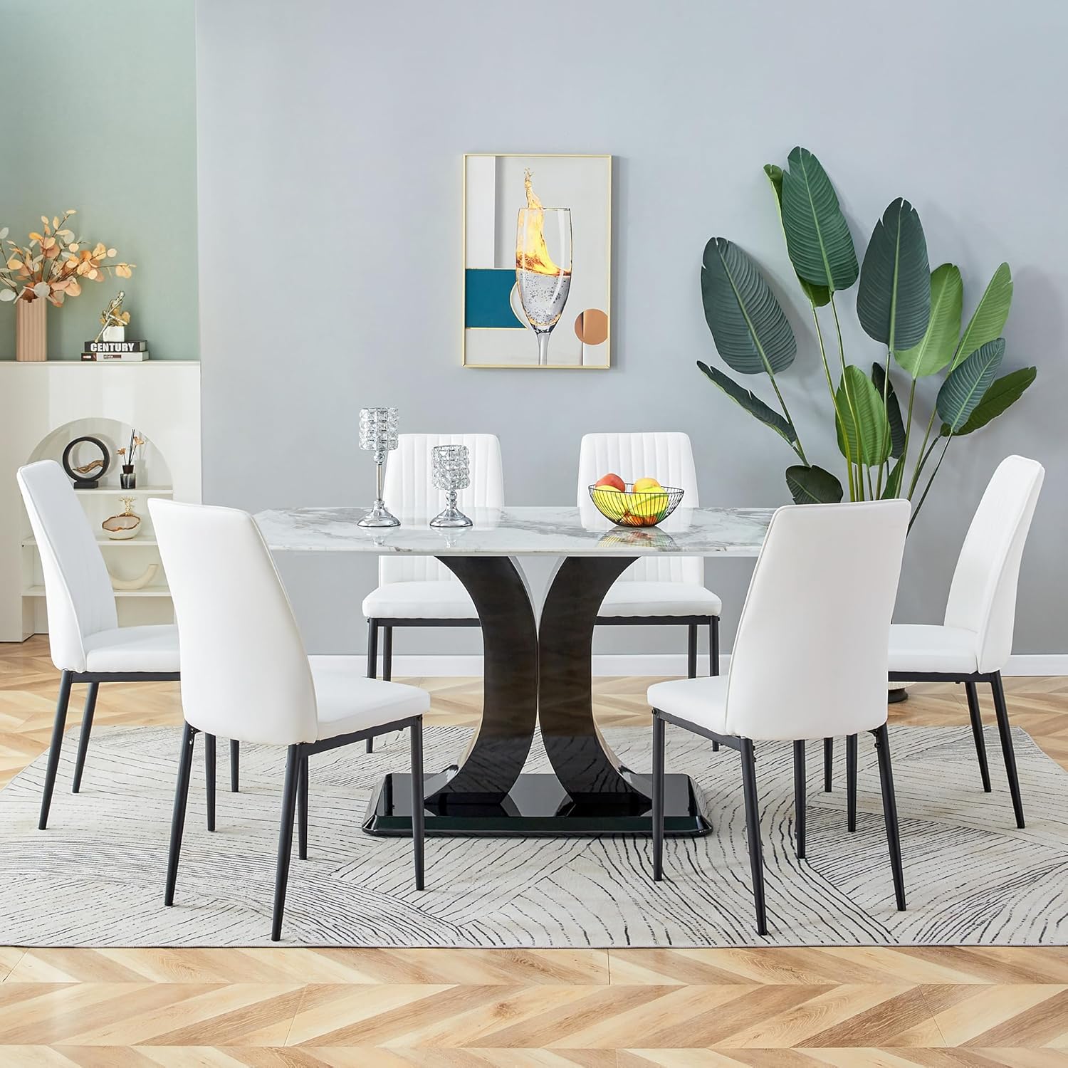 Amazon.com - VilroCaz Modern 7-Piece Dining Table Set, Multi-Purpose ...