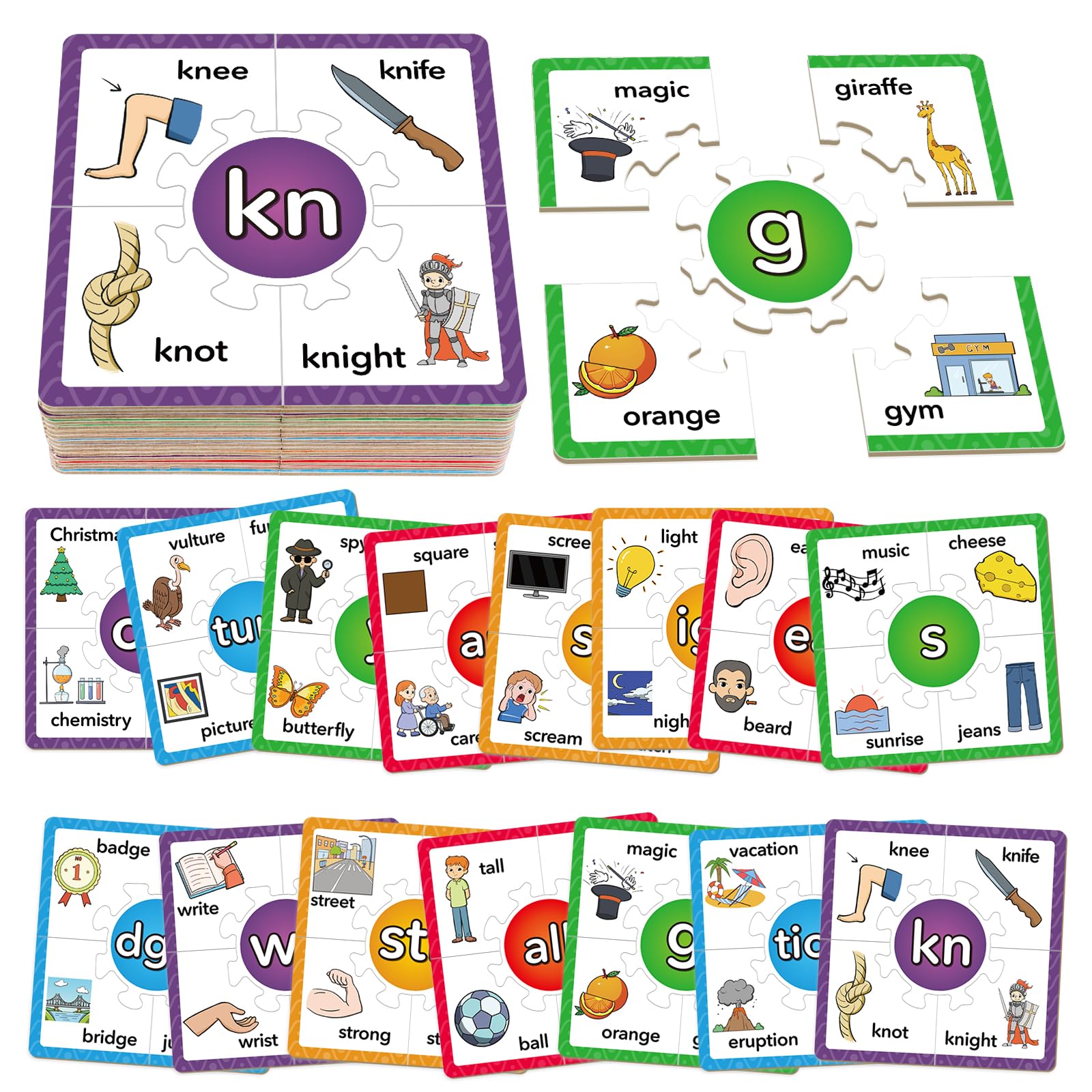 Snapklik.com : Phonics Puzzle, Rhyming Games Phonics Games Flash Cards For Kids Toddler, Learn ...