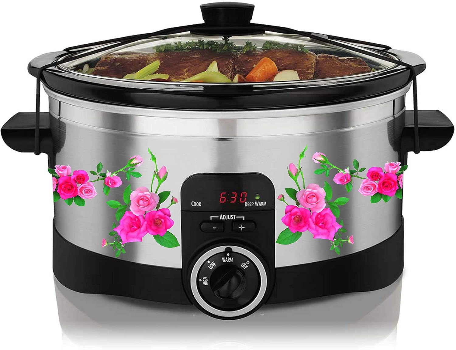 Amazon.com: Hot Pink Roses Decal Sticker Skin for Slow Cooker (6-7 ...