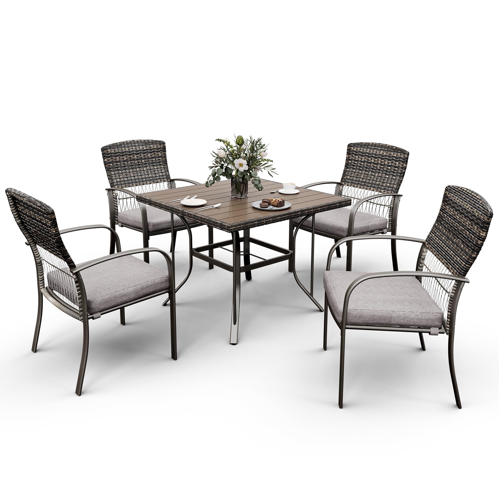 Snapklik.com : Pamapic 5 Piece Outdoor Furniture Set, Rattan Patio Set ...