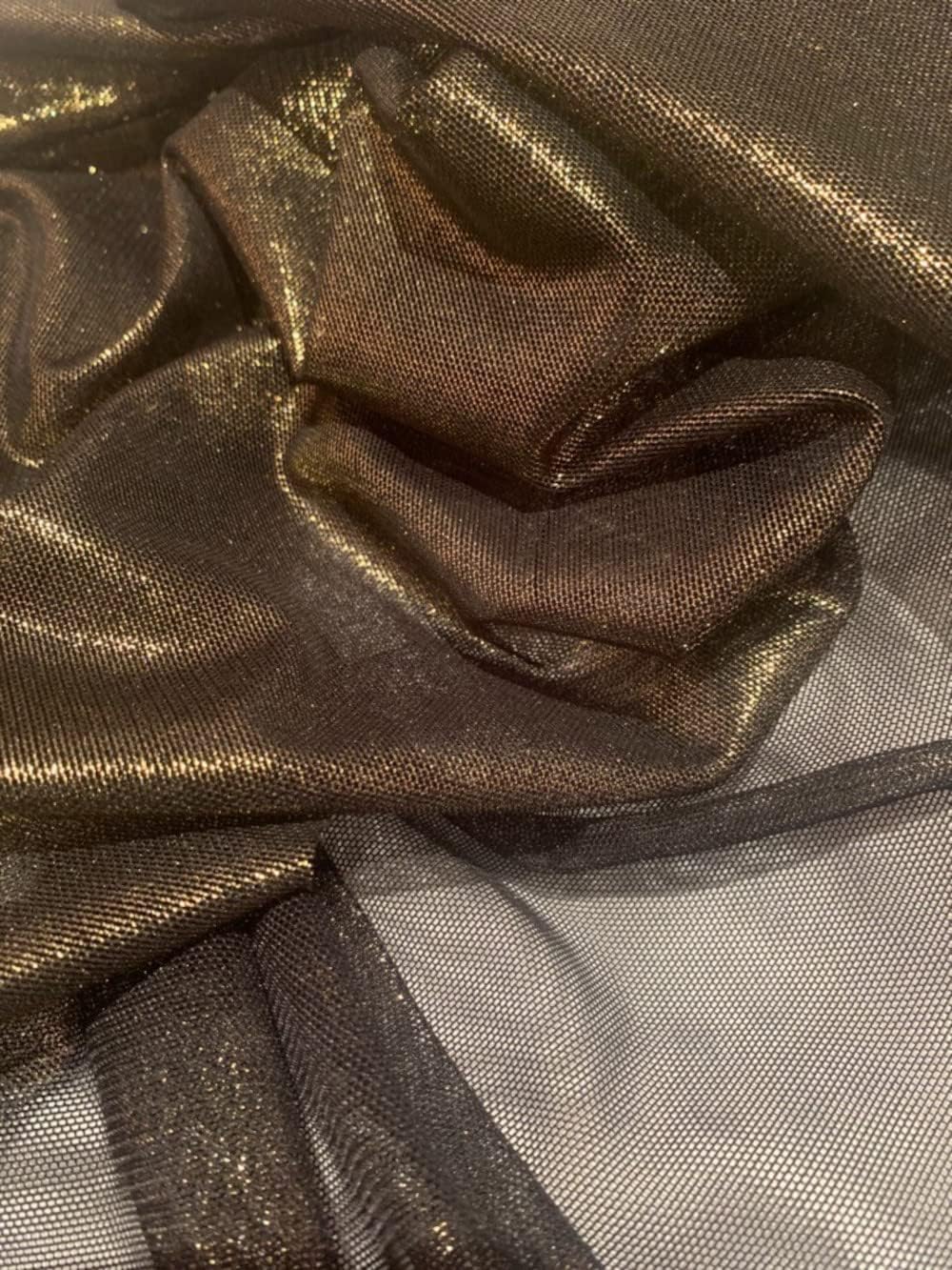 Amazon.com: 57 inch Black/Gold Foil Power Mesh Fabric by The Yard (90% ...
