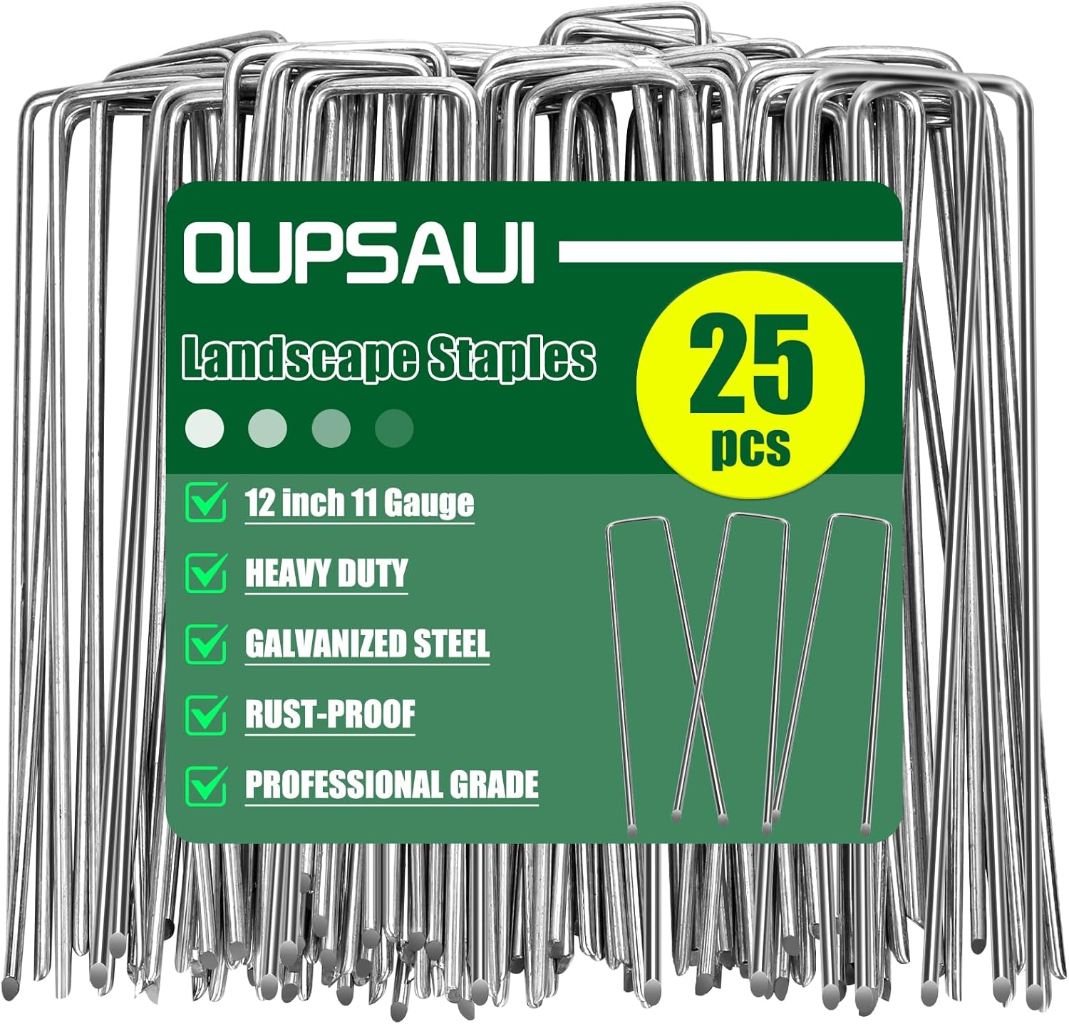 Amazon.com : OUPSAUI 12 Inch 11 Gauge Galvanized Landscape Staples ...