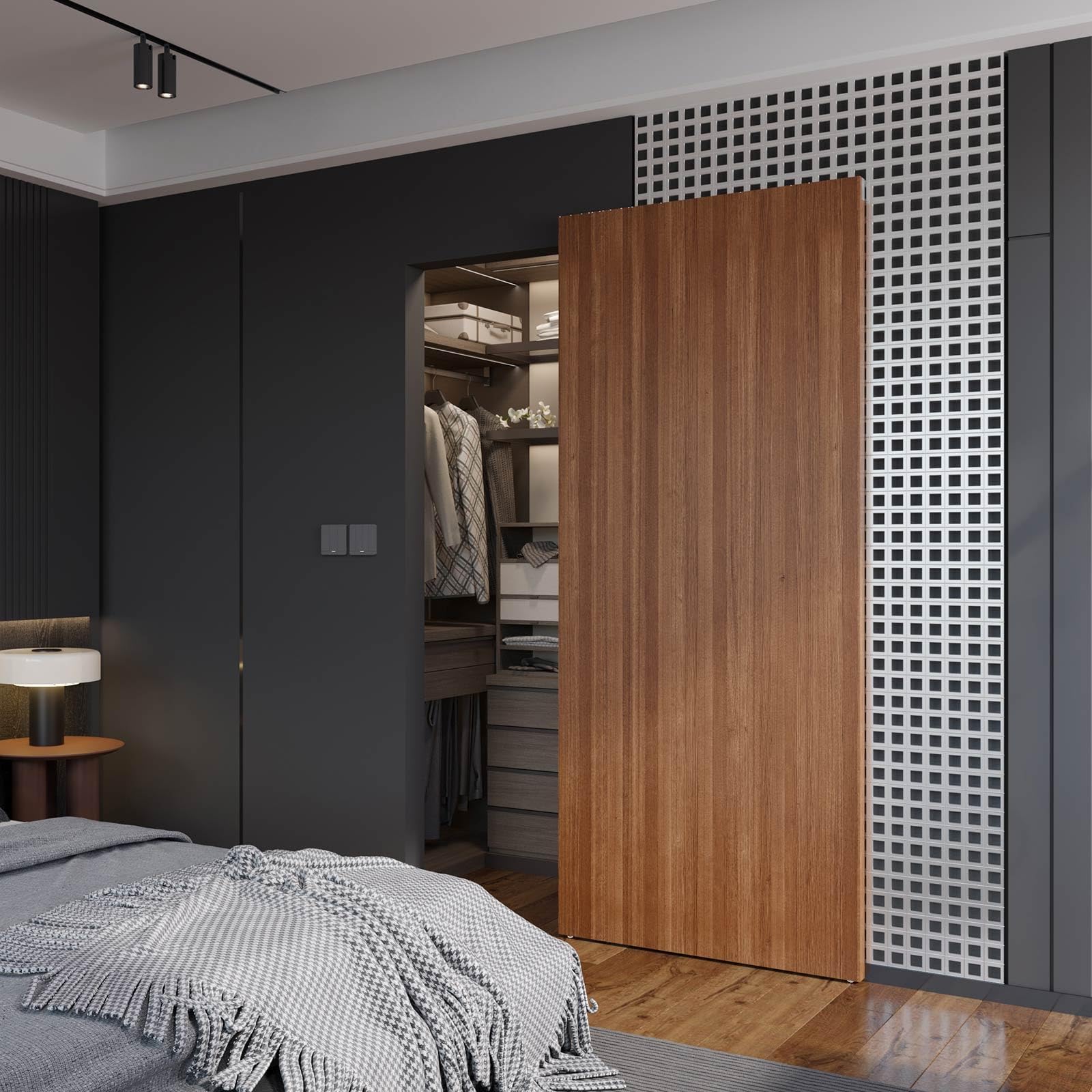 DIYHD 42" Concealed Sliding Barn Door Hardware Soft Closing Interior ...