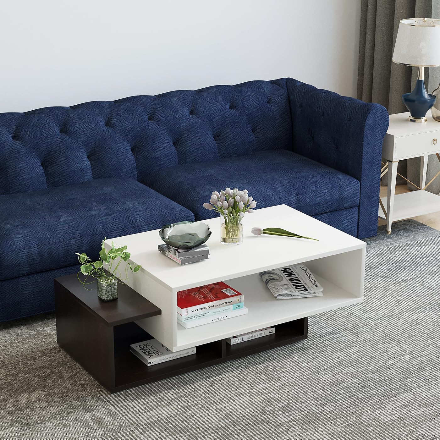 BLUEWUD Taury Engineered Wood Coffee Center Sofa Tea/Teapoy Console ...