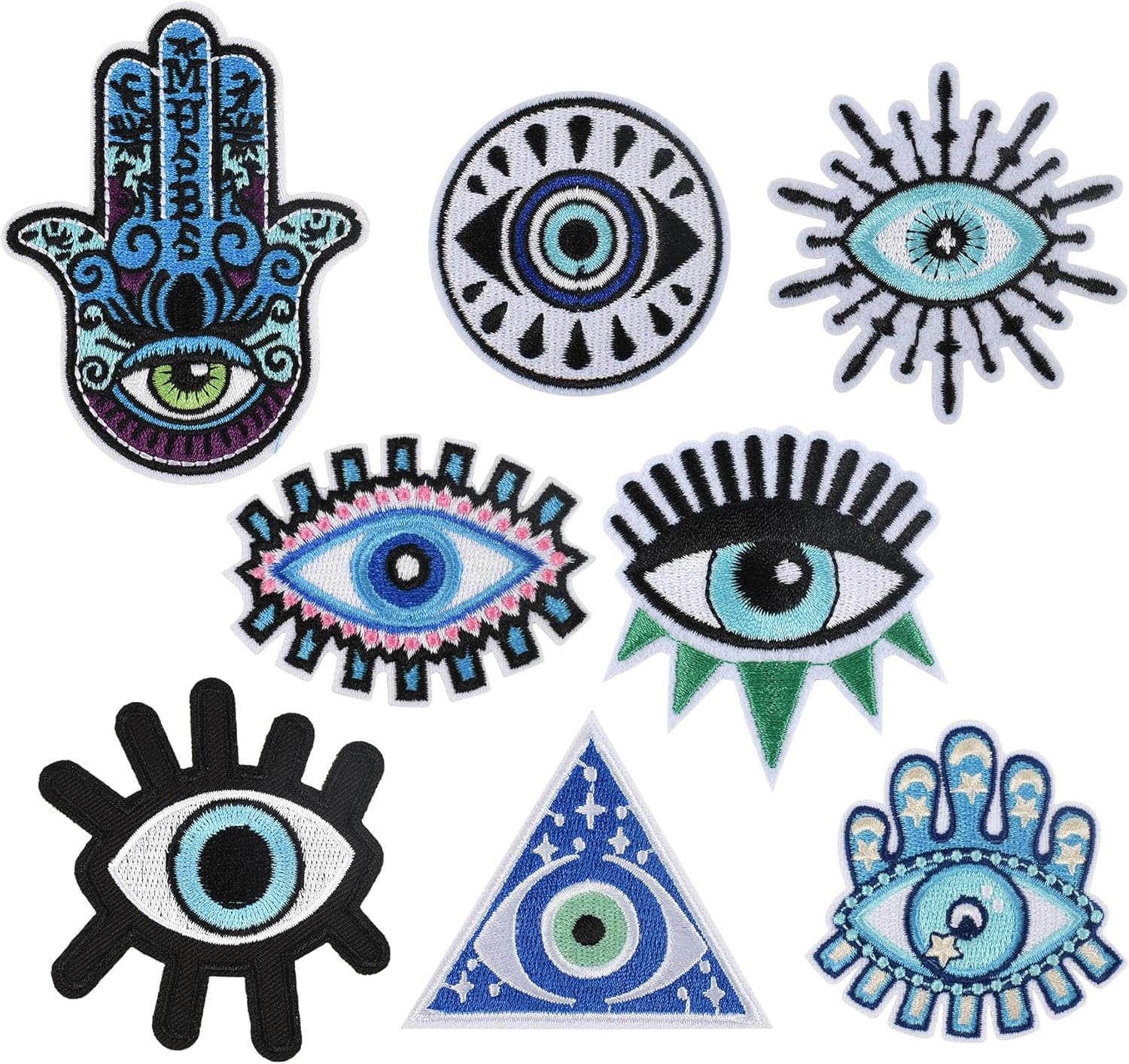 Amazon.com: VYNYJOAN 8pcs Evil Eye Iron On Patches, Blue Evil Eye ...