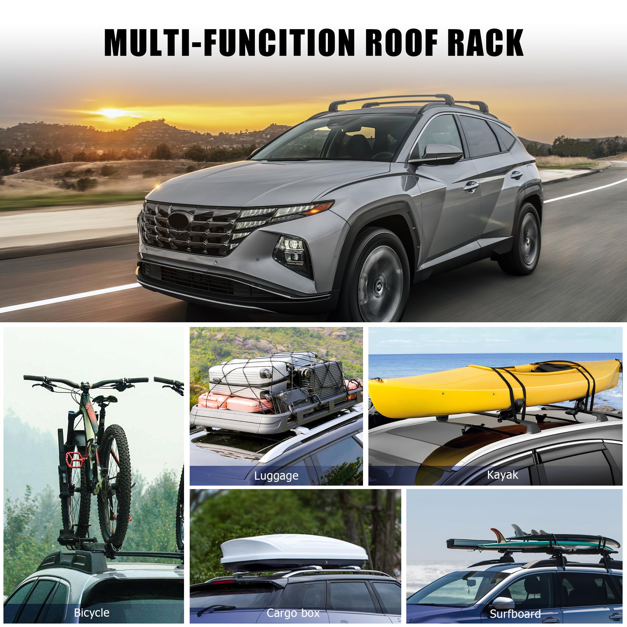 Snapklik.com : FLYCLE Roof Rack Cross Bars Anti-Theft Fit For Hyundai ...