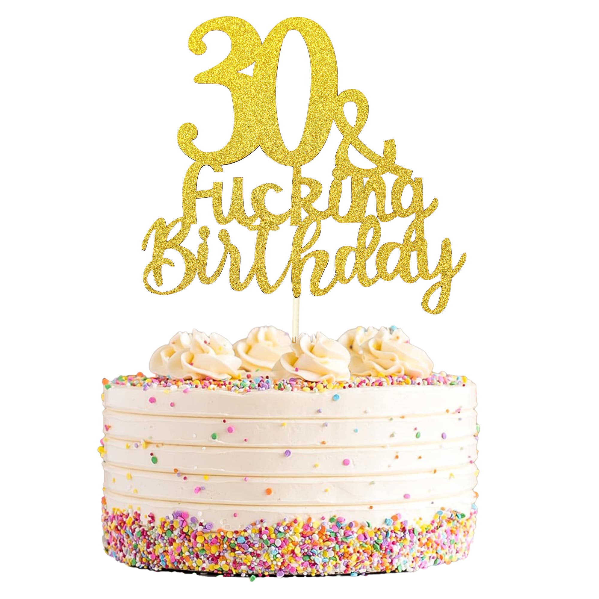 Buy Deneo 30th Birthday Cake Topper, Gold Glitter Happy 30th Birthday ...