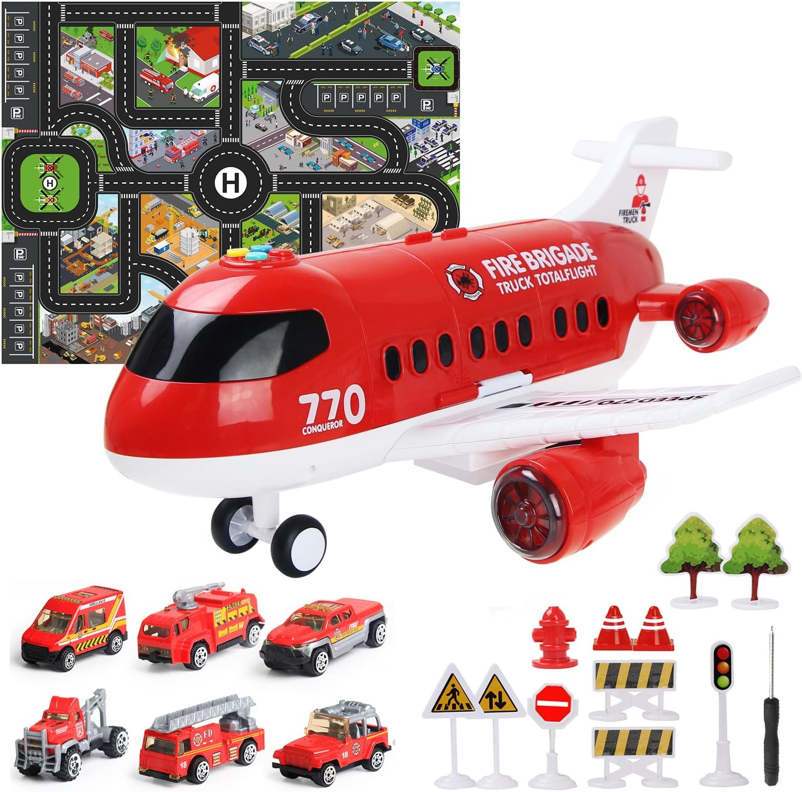 Airplane Toy Set Transport Cargo Plane Play Toy for 3 4 5 6 Years Old ...
