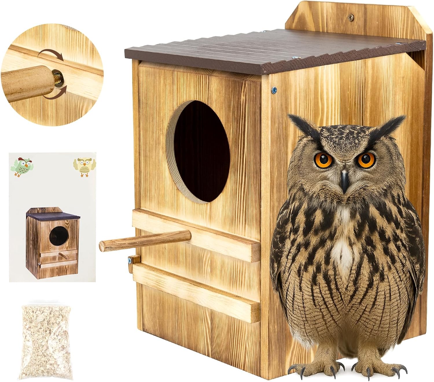 Amazon.com: 9'' x 14.5'' Owl House for Outdoor, Screech Owl House, Bird ...