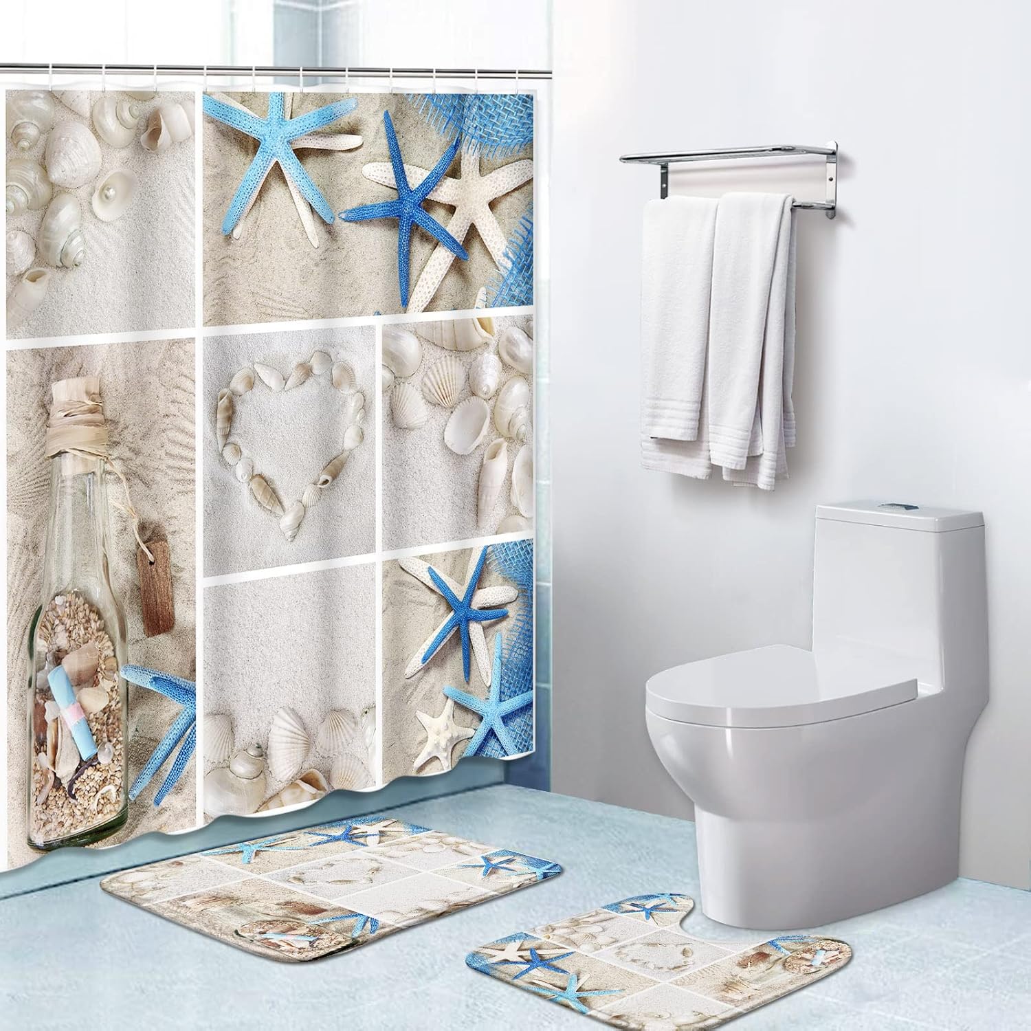 Amazon.com: Britimes 3Pcs Bathroom Set, 72" x 72" Collage Summer ...