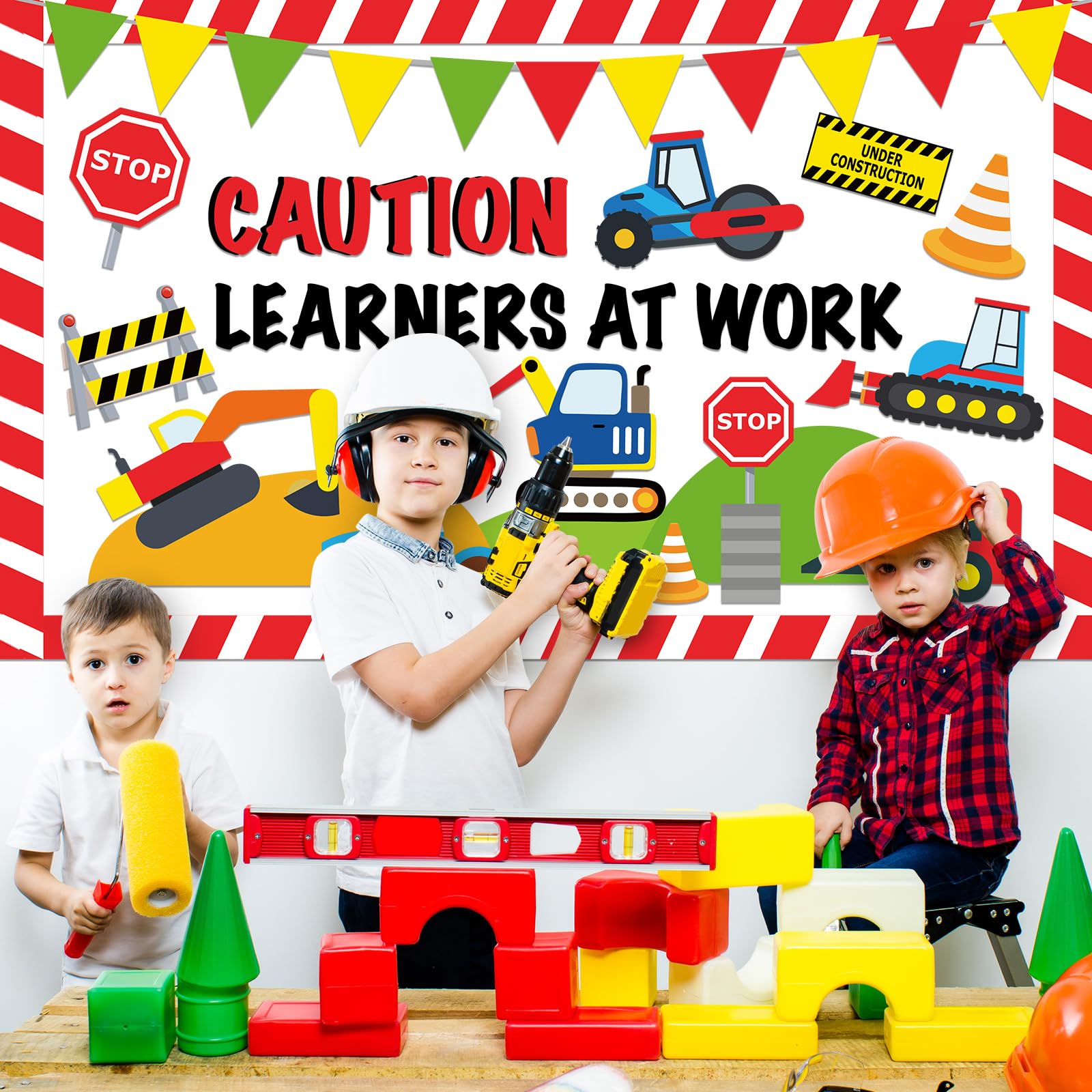 Classroom Theme Construction Bulletin Board Set - Back To School ...