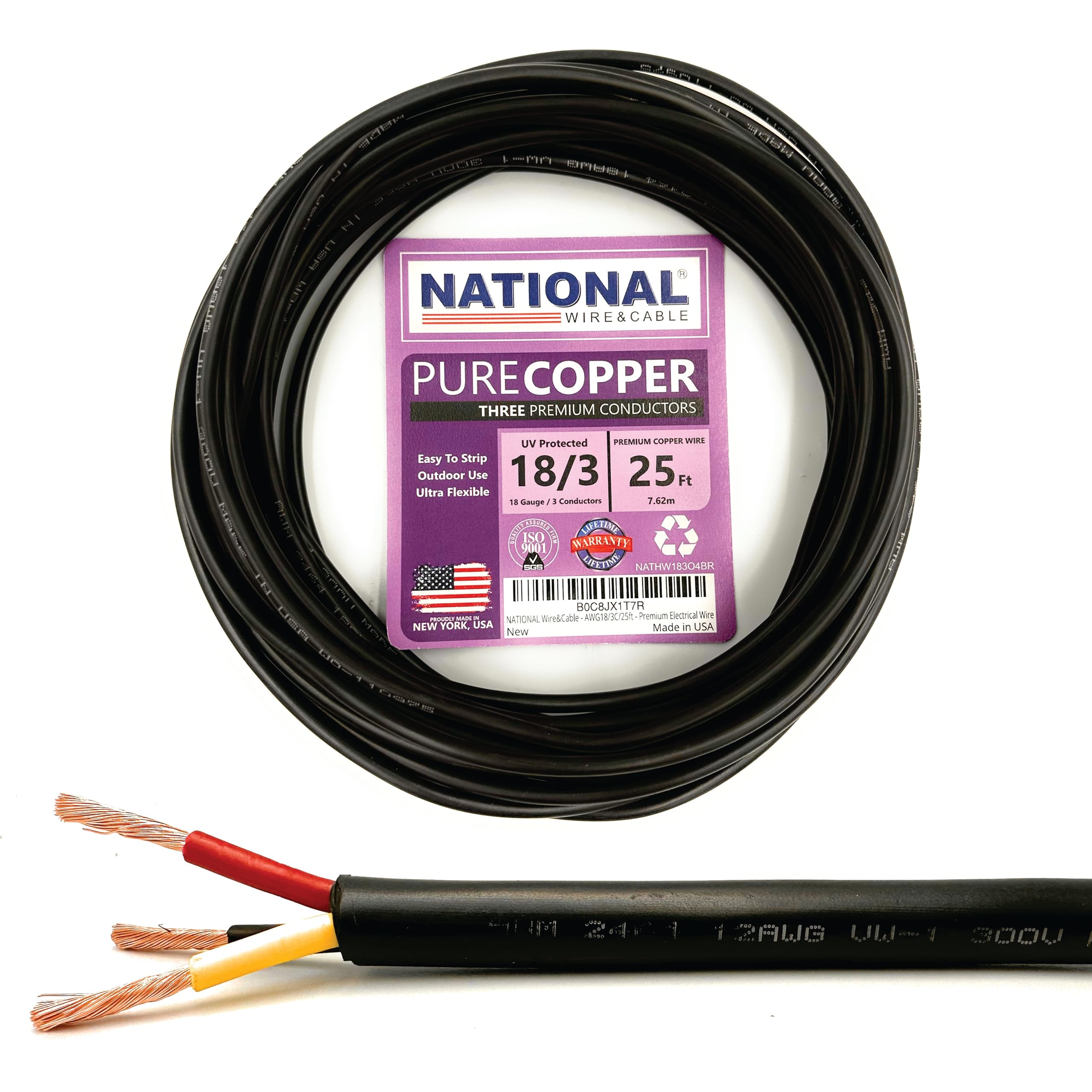 Snapklik.com : NATIONAL Wire & Cable 18 AWG 3-Conductor Premium Copper ...