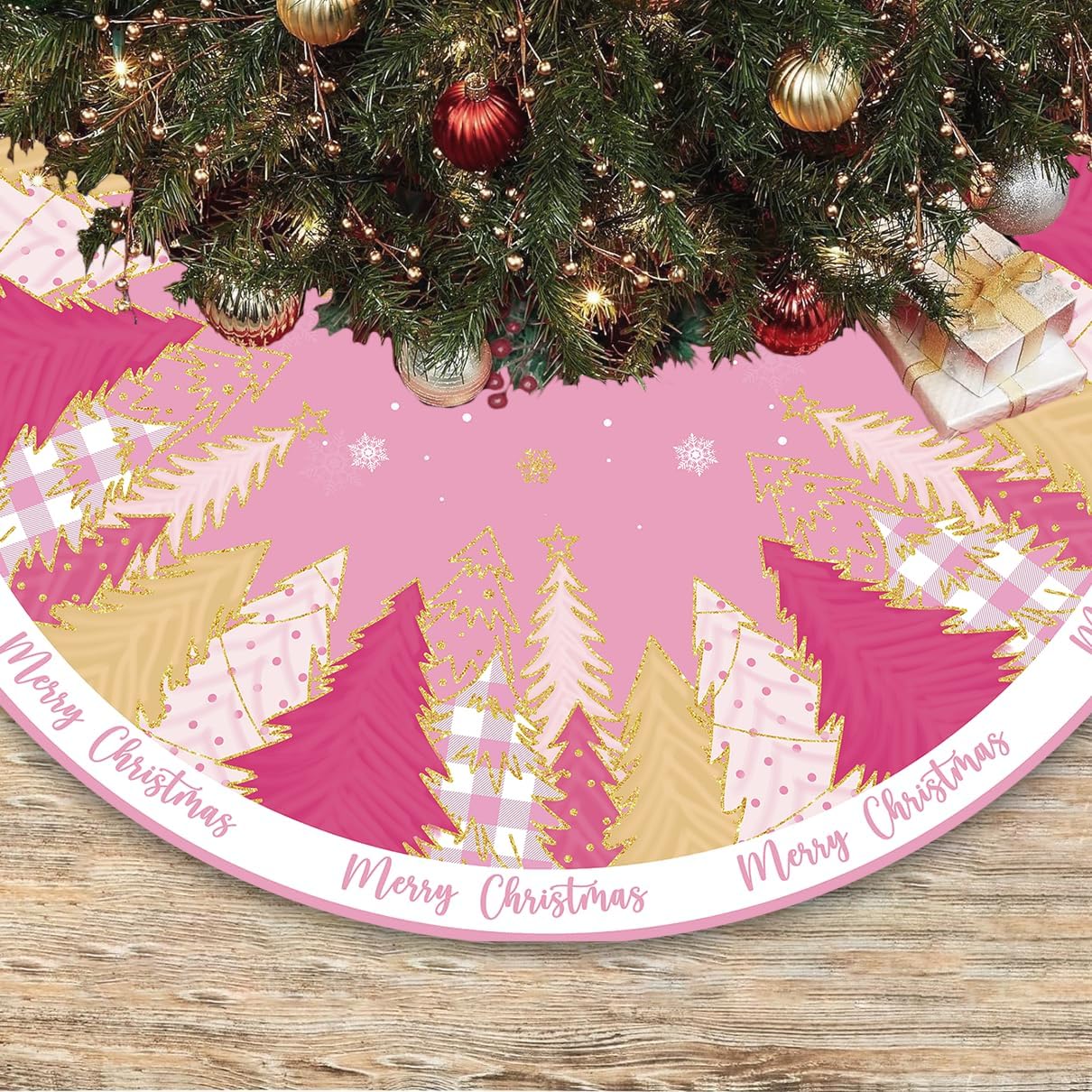 Amazon.com: Pink Small Tree Skirt 24 Inch Christmas Tree Skirt for 4Ft ...