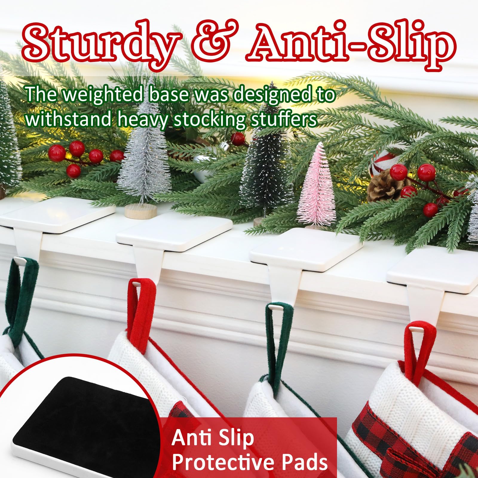 Snapklik.com : Christmas Stocking Holders For Mantle Set Of 4, White ...