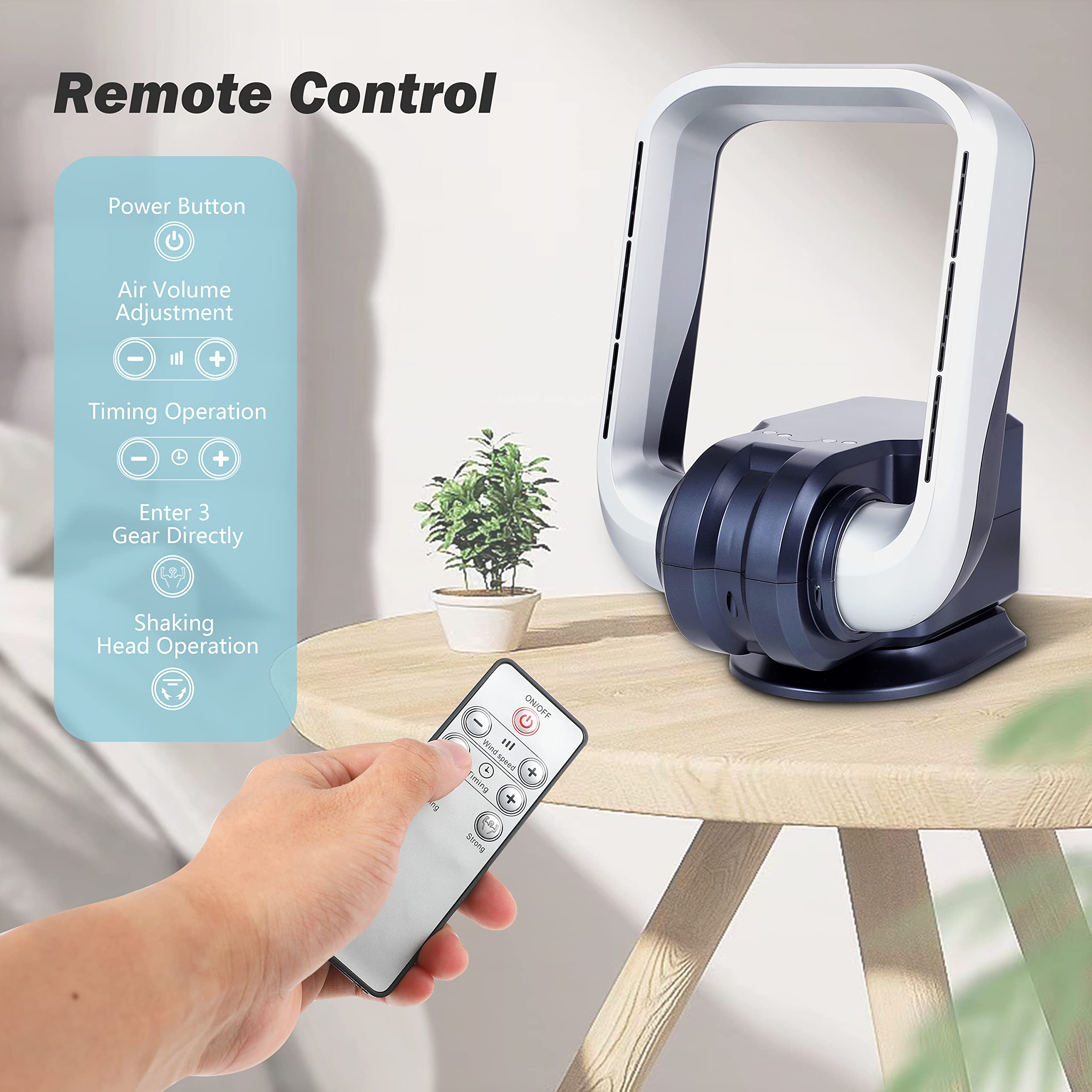 InfiniPower Bladeless Wall Mount Fan with Remote Control, 15.7" Small ...