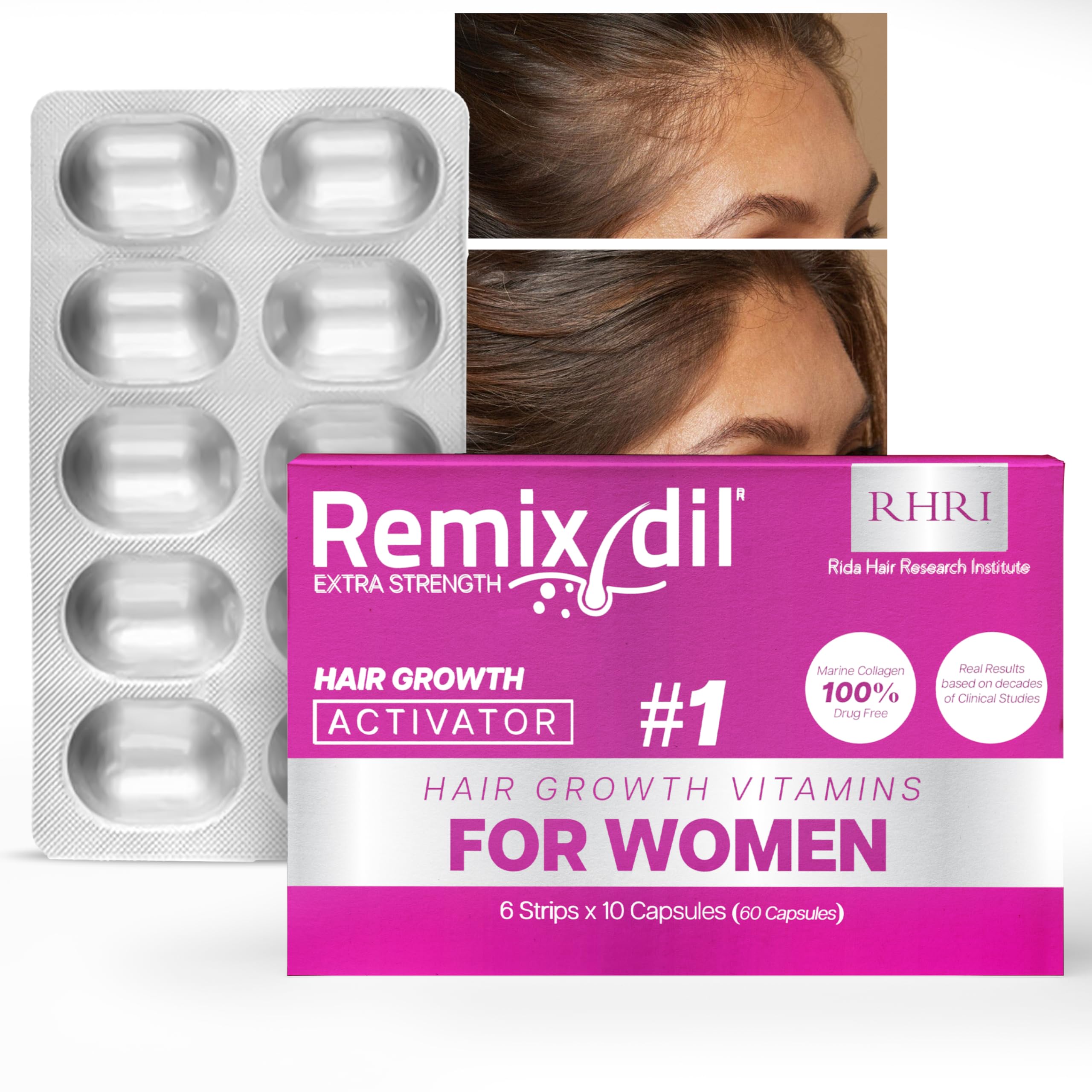 Amazon.com : Hair Growth Vitamins for Visibly Thicker & Stronger Hair ...