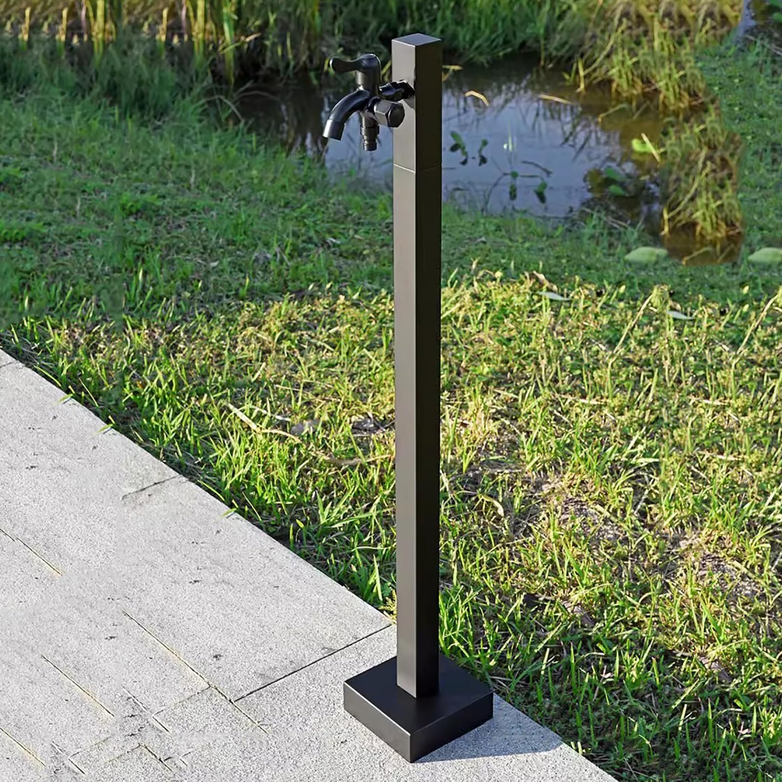 Metal Standing Outdoor Tap Cast Iron And Glass Garden Rain Gauge,