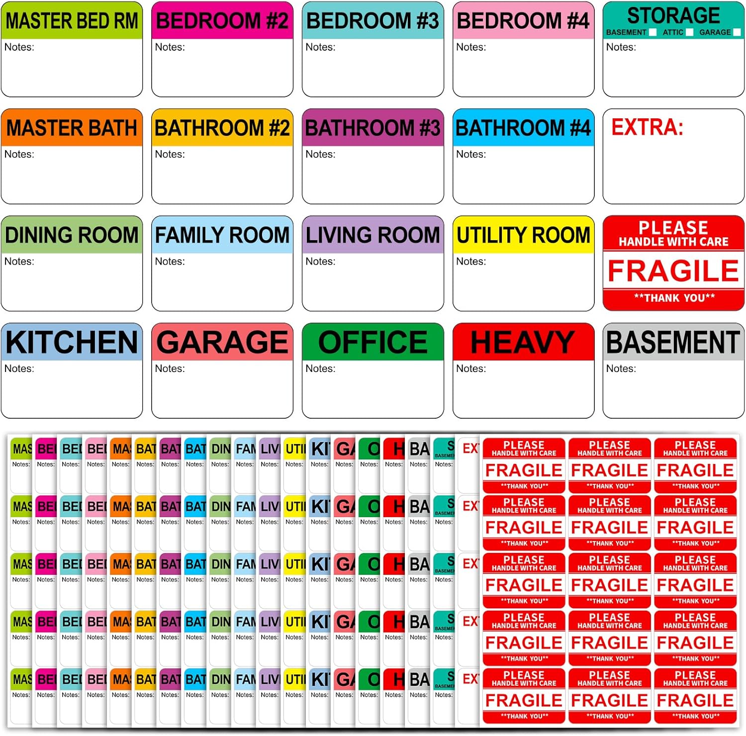 Amazon.com: Labelebal 600 Writable Labels - 2' x 3', 20 Color-Coded ...
