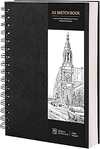 A5 Sketchbook, Spiral Hardcover Sketch Book, 160gsm Thick Paper Art Book, Drawing Pad for ...