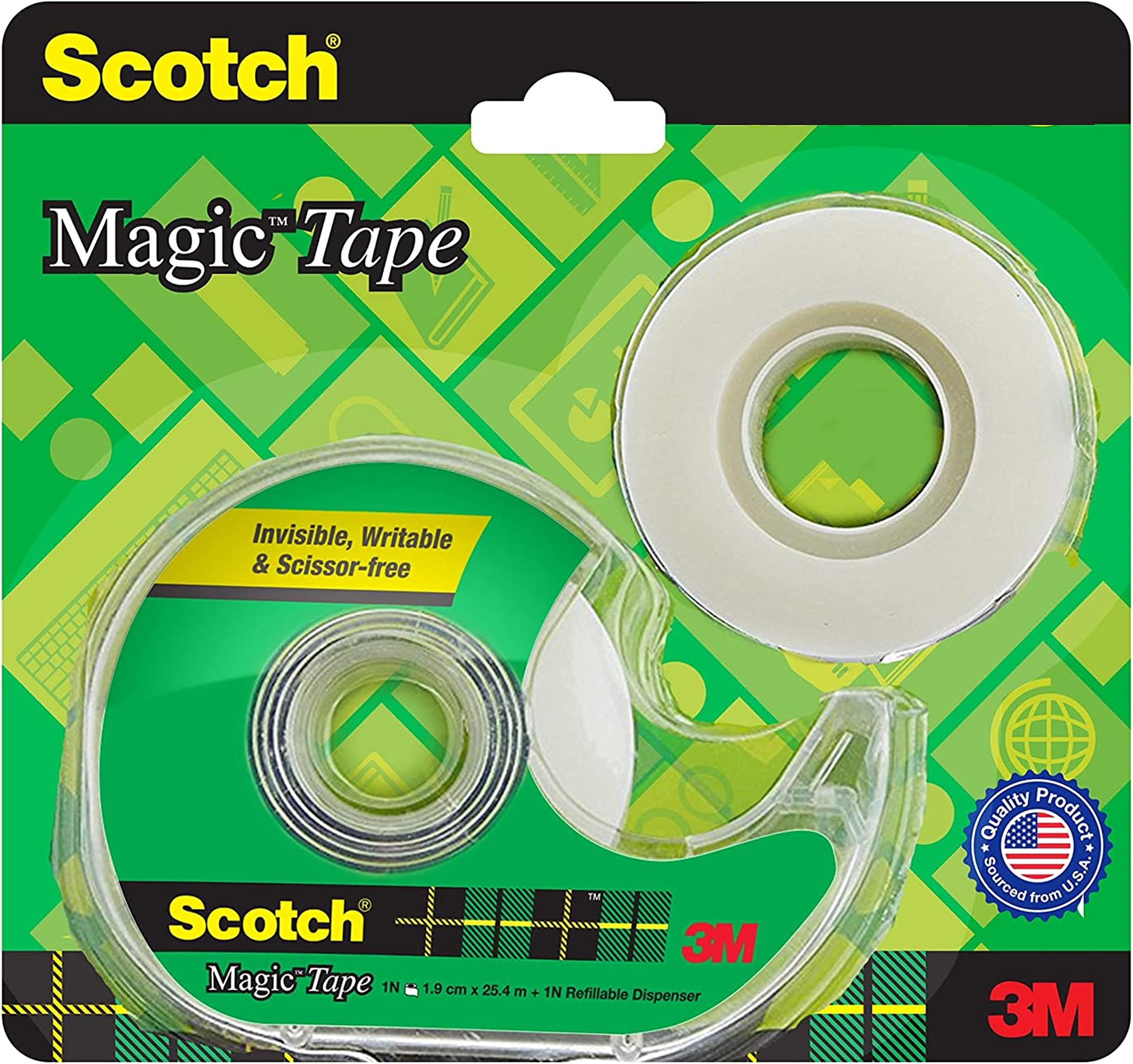 Scotch 3M Magic Tape Roll | 1.9cm x 32.9 meter | Invisible, writable ...