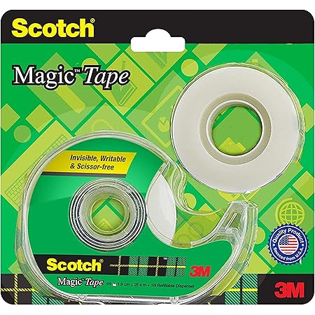 3M Scotch Magic Tape Roll | 1.9cm x 32.9 meter | Invisible, writable ...