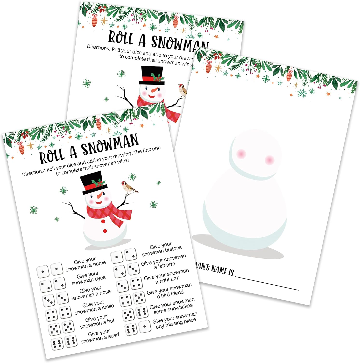 Amazon.com: Sxurt Roll a Snowman Game, Dice Rolling Games, Christmas ...