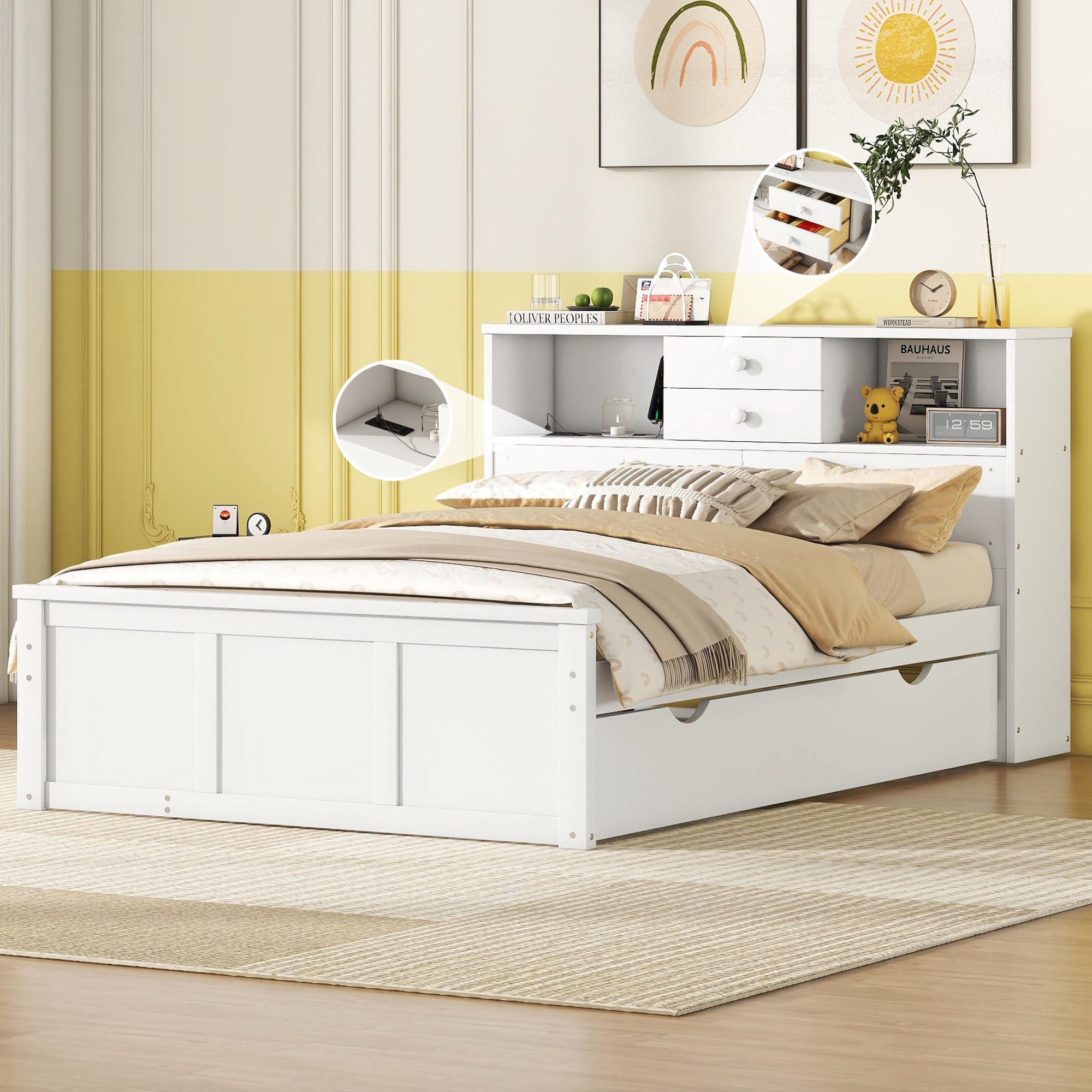 Cama Matrimonial Blanca Con Almacenaje Cama De Matrimonio Con
