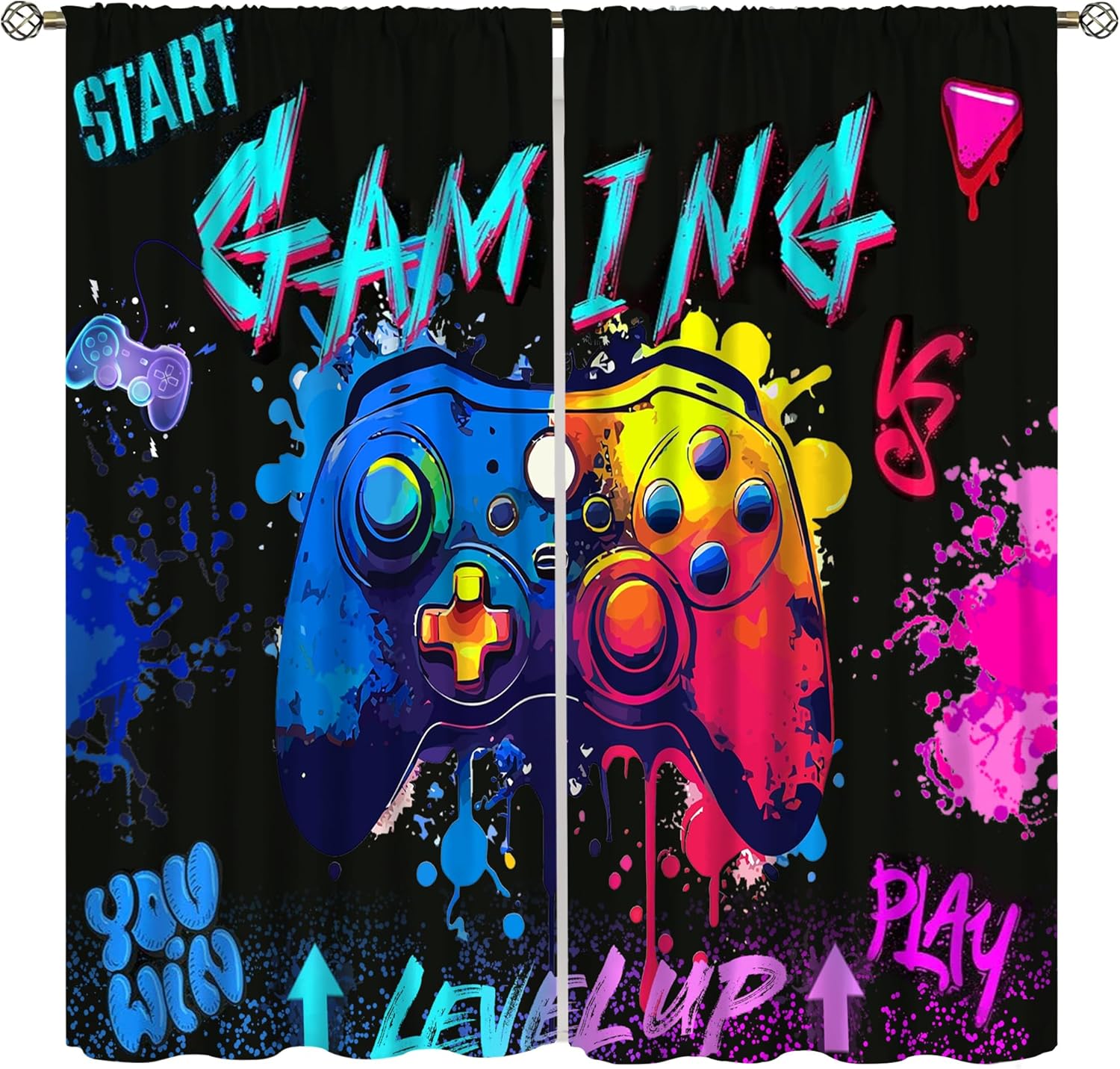 Amazon.com: ShiTingYu Gaming Curtains for Boys Girls Teens, Graffiti ...