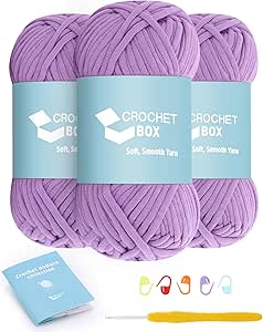 Amazon.com: Light Purple Crochet Yarn for Beginners: Cotton Nylon Blend ...