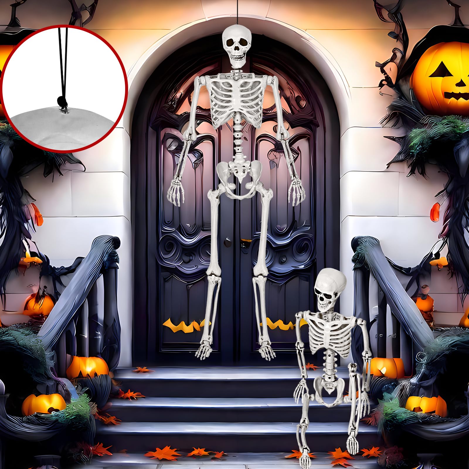 SpringFlower 5.4Ft & 3Ft Halloween Skeleton,Full Body Posable Skeletons ...