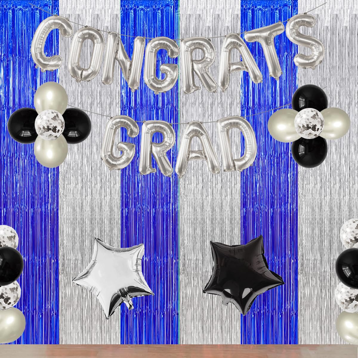 Amazon.com: Blue Silver Graduation Party Decorations, Graduation ...