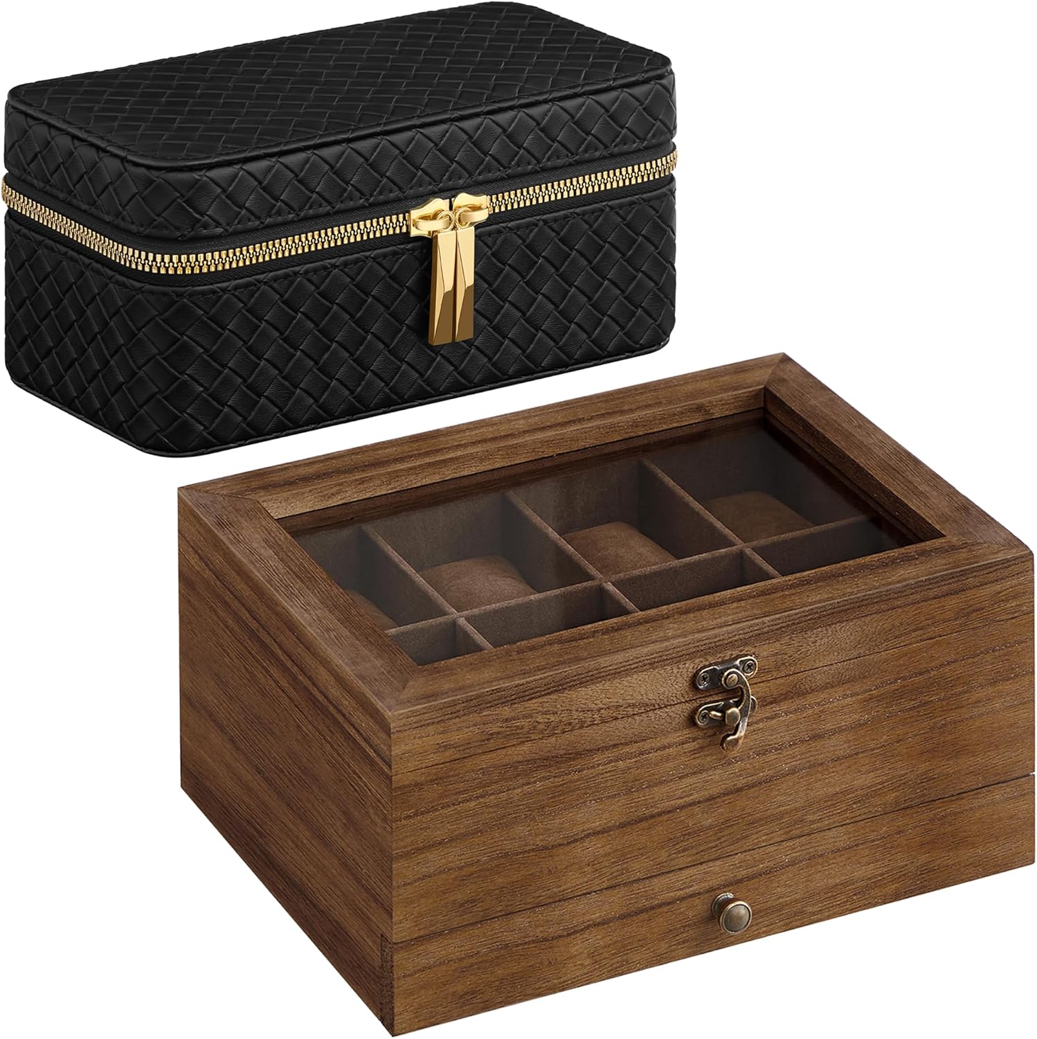 Amazon.com: SONGMICS 8-Slot Watch Box and 3 Watch Travel Case Bundle ...