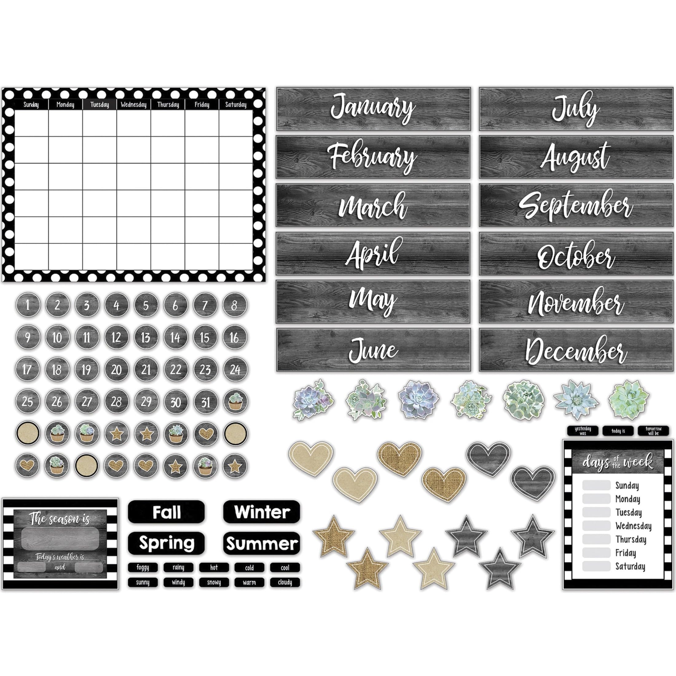 Schoolgirl Style Simply Stylish Farmhouse Calendar Bulletin Board Set ...