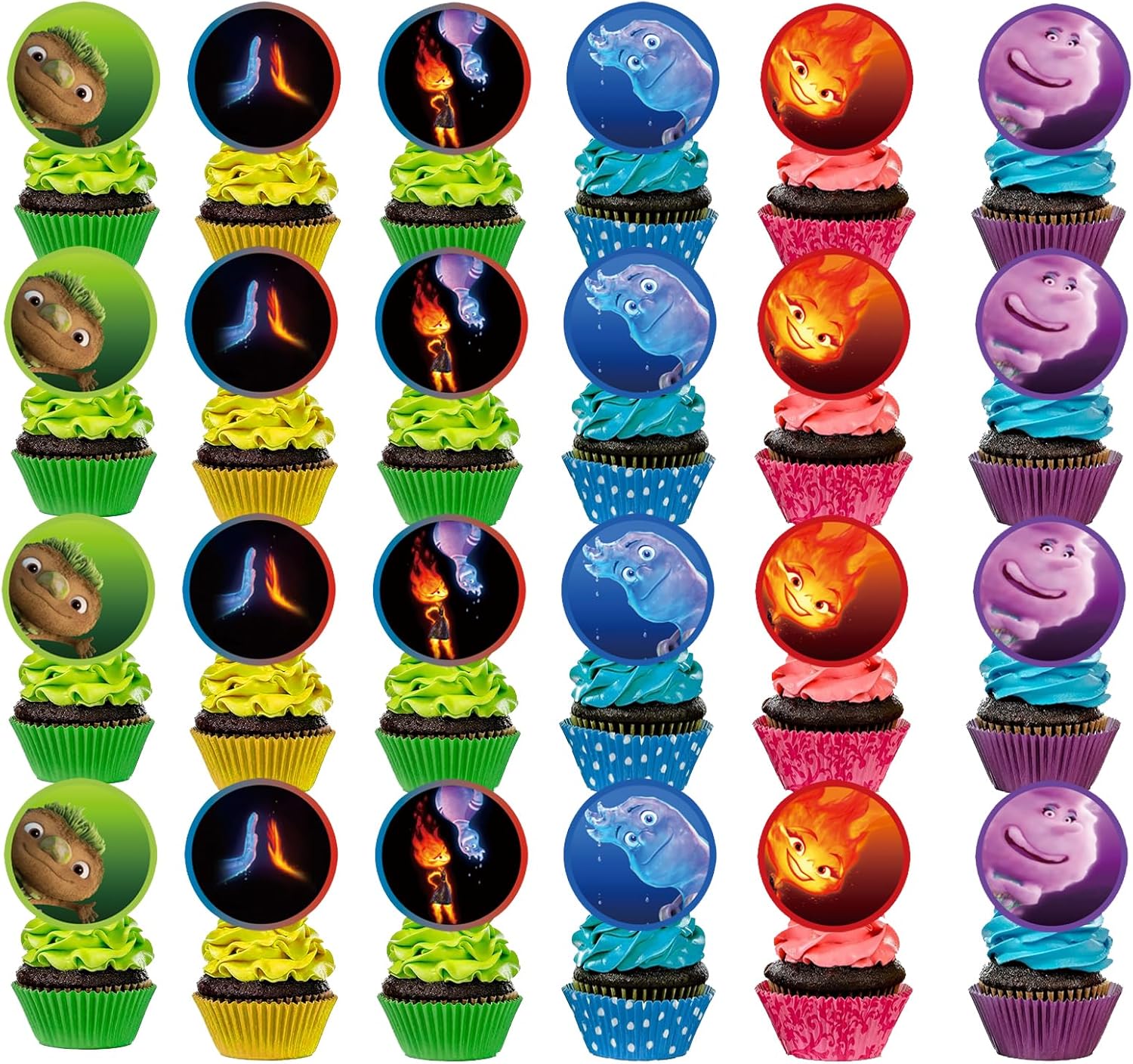 Amazon.com: 48Pcs Elemental Cupcake Toppers Elemental Birthday Party ...