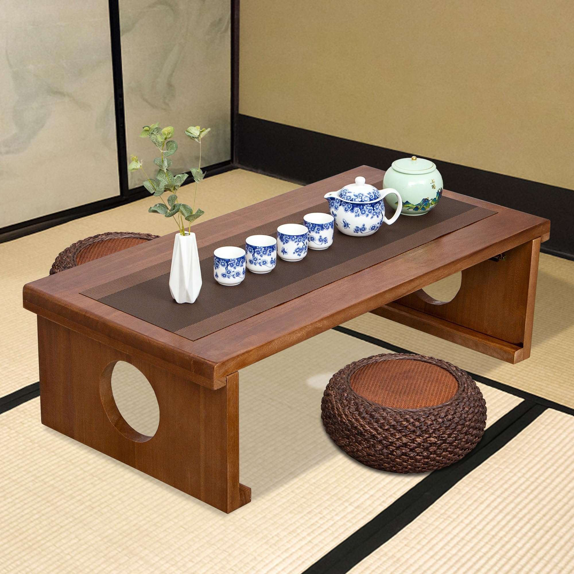 Amazon.com: Foldable Japanese Floor Table Bamboo No Assembly Japanese ...
