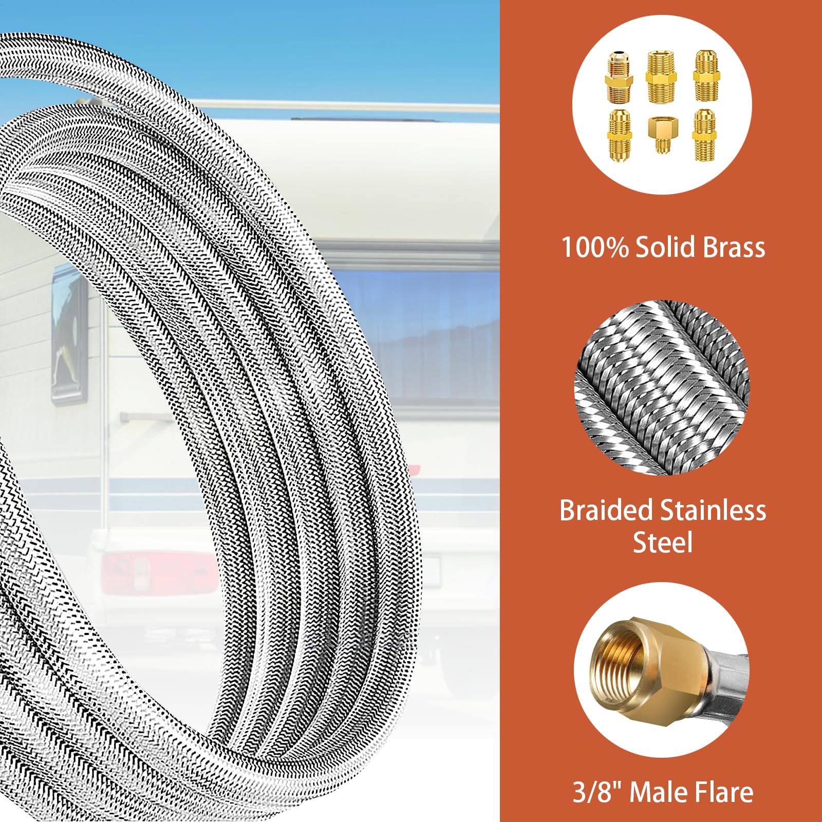 Snapklik.com : 24 FT Propane Hose Extension-High Pressure Braided Gas ...