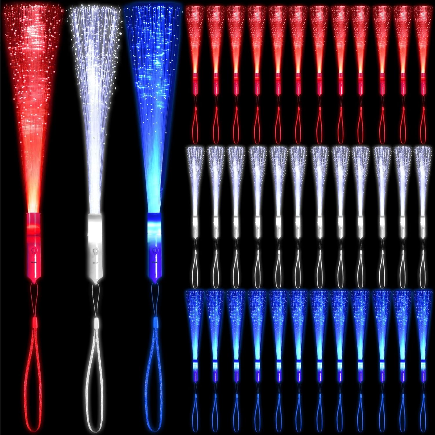 Amazon.com: YOFOBU 30PCS Red Blue White Fiber Optic Wands Glow Fiber ...