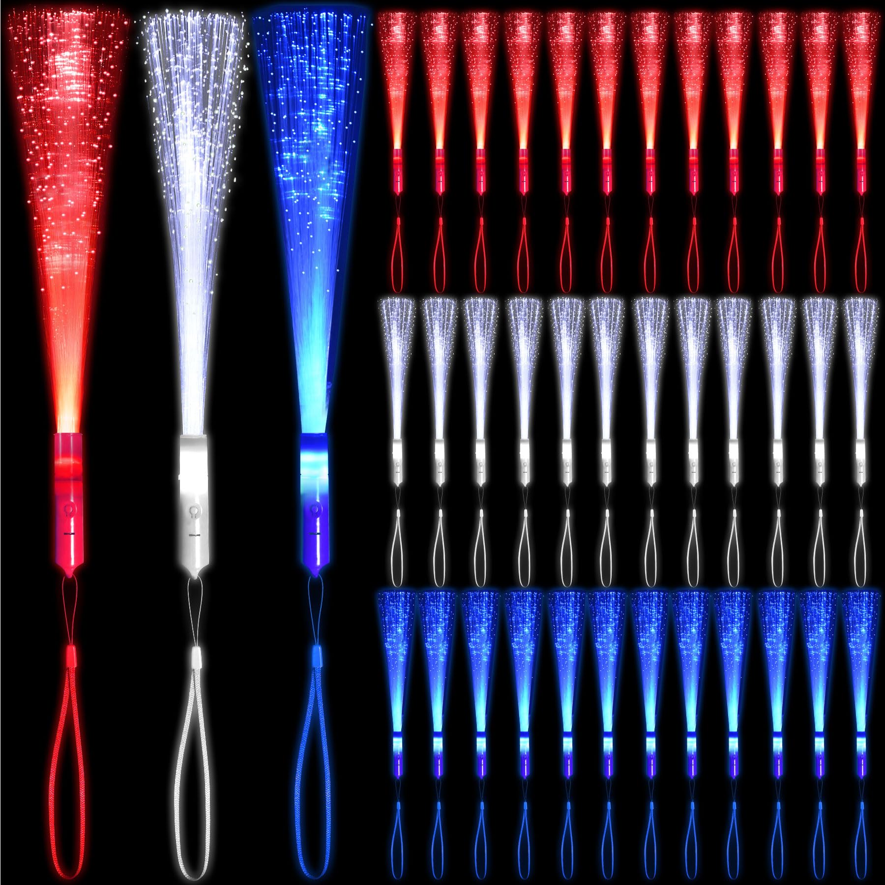Amazon.com: YOFOBU 30 Pack Red Blue White Fiber Optic Wands Glow Fiber ...