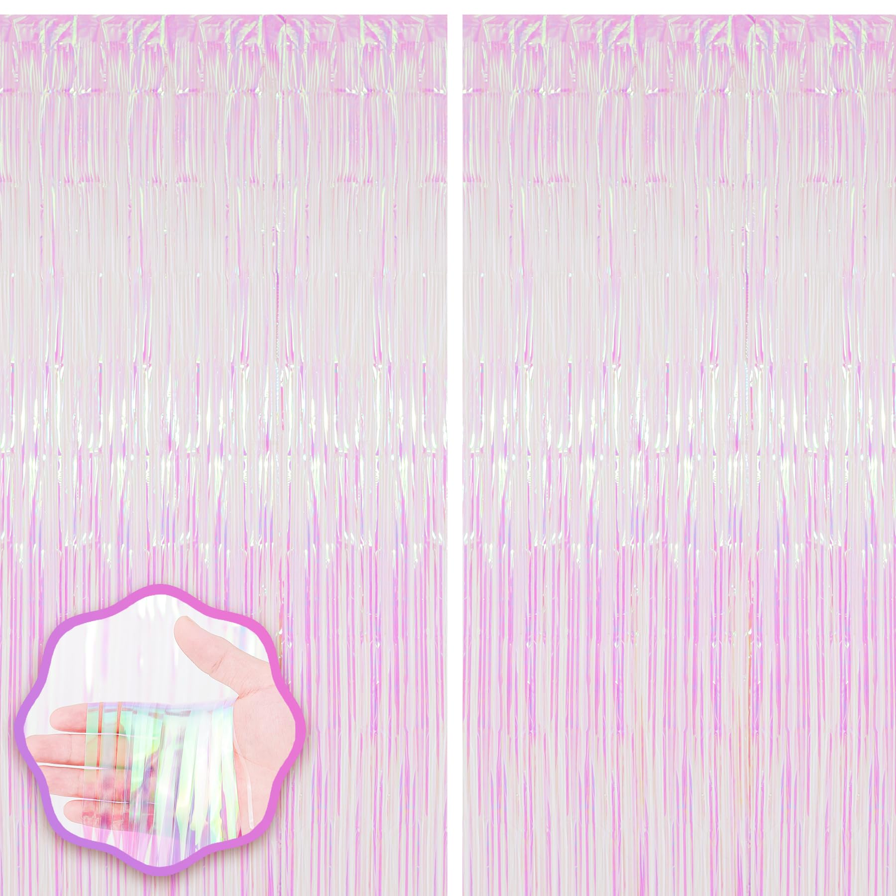 Amazon.com: Voircoloria 2 Pack Iridescent Tinsel Foil Fringe Curtains ...