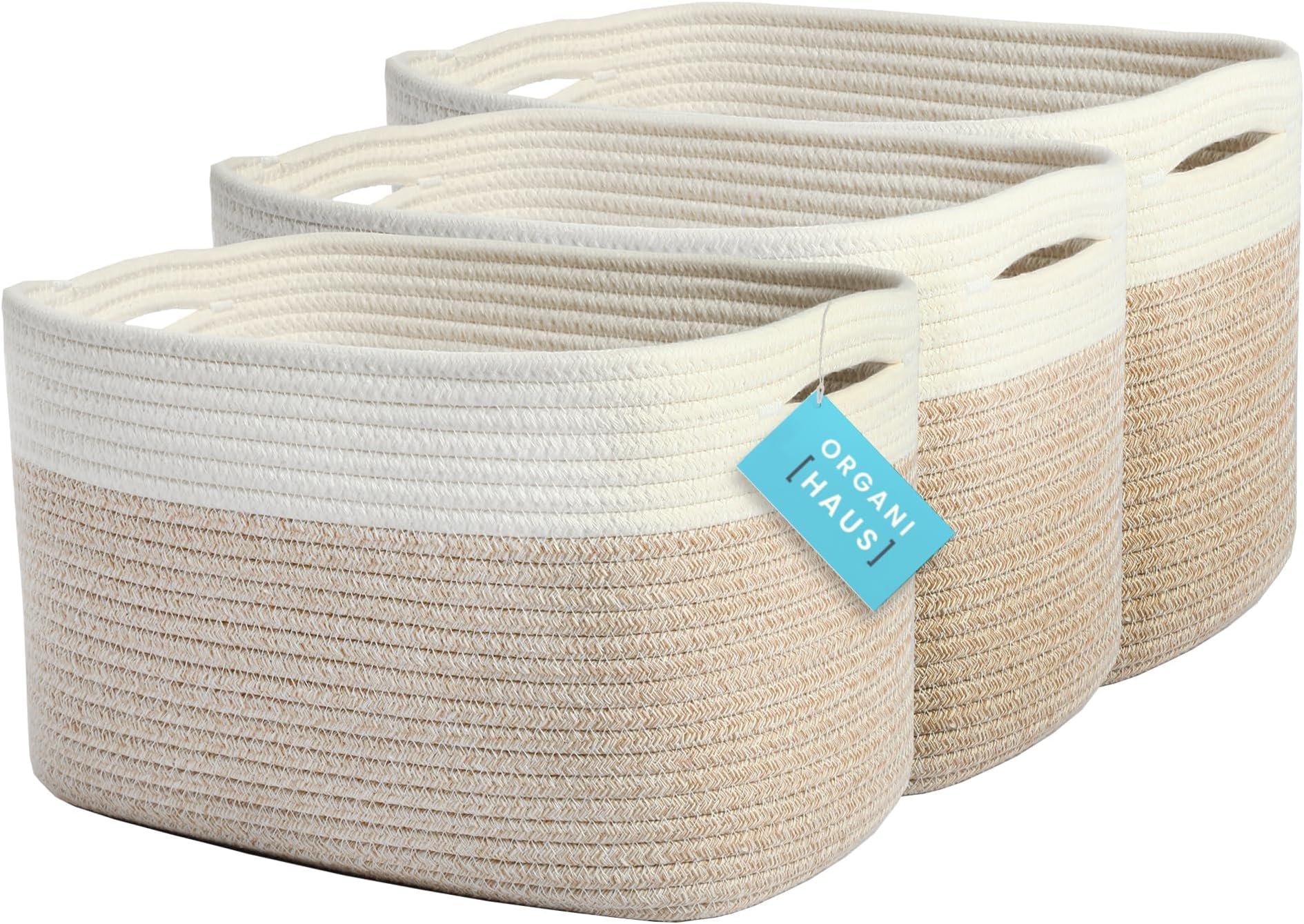 Amazon.com: ODOM 2 Pack Natural Cotton Rope Basket for Organizing, [15 ...