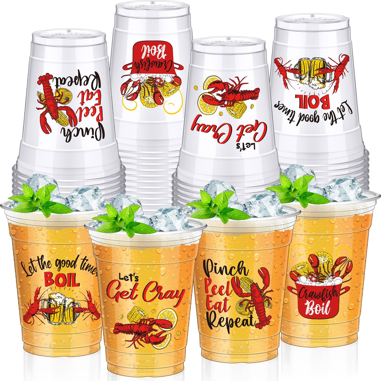 Snapklik.com : Sliner 48 Pcs 12oz Crawfish Boil Party Plastic Cups Bulk ...
