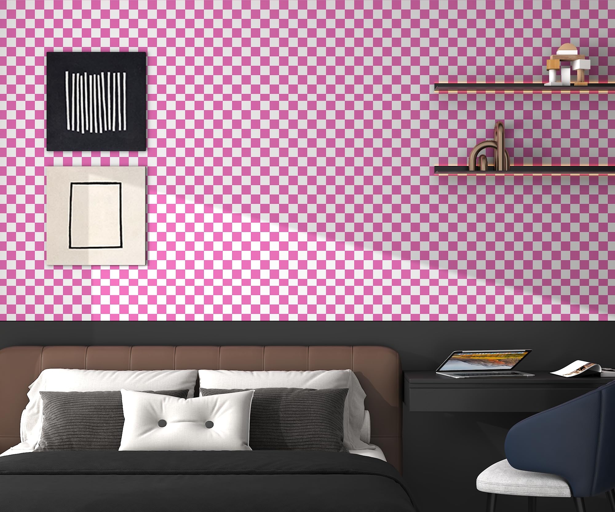 Pink And Black Checkered Wallpaper