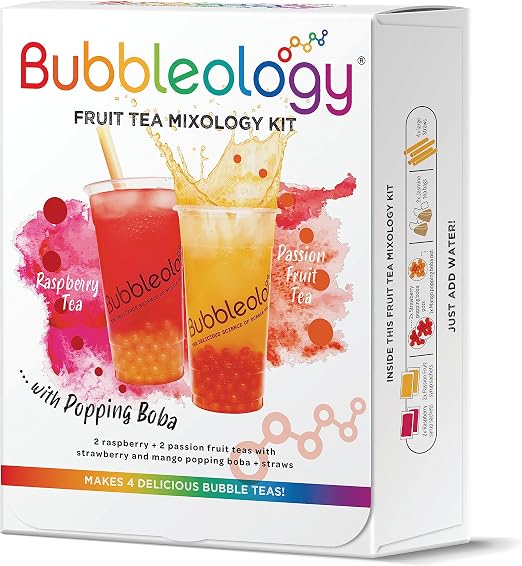 Bubbleology Fruit Bubble Tea Mixology Kit with Popping Boba (Pack of 1 ...