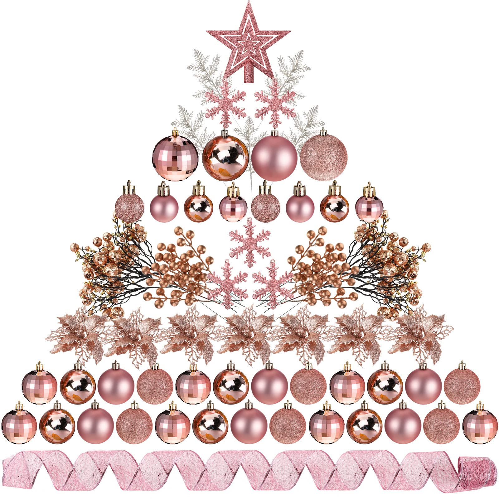 Amazon.com: Sratte 94 Pcs Christmas Tree Decorations Set, Christmas ...