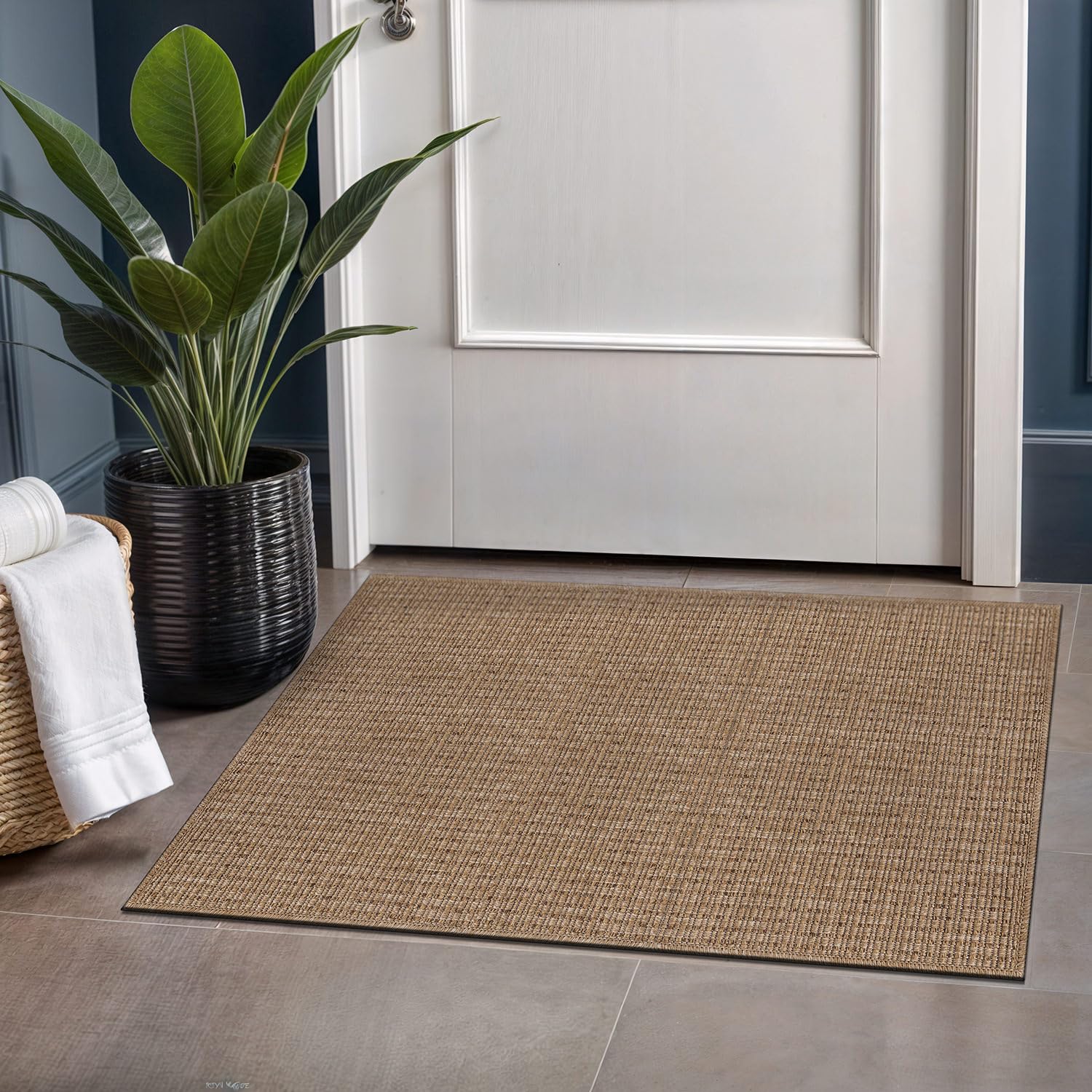 Amazon.com: Beverly Rug Easy Jute Natural Entry Rug 2x3 Solid Washable ...