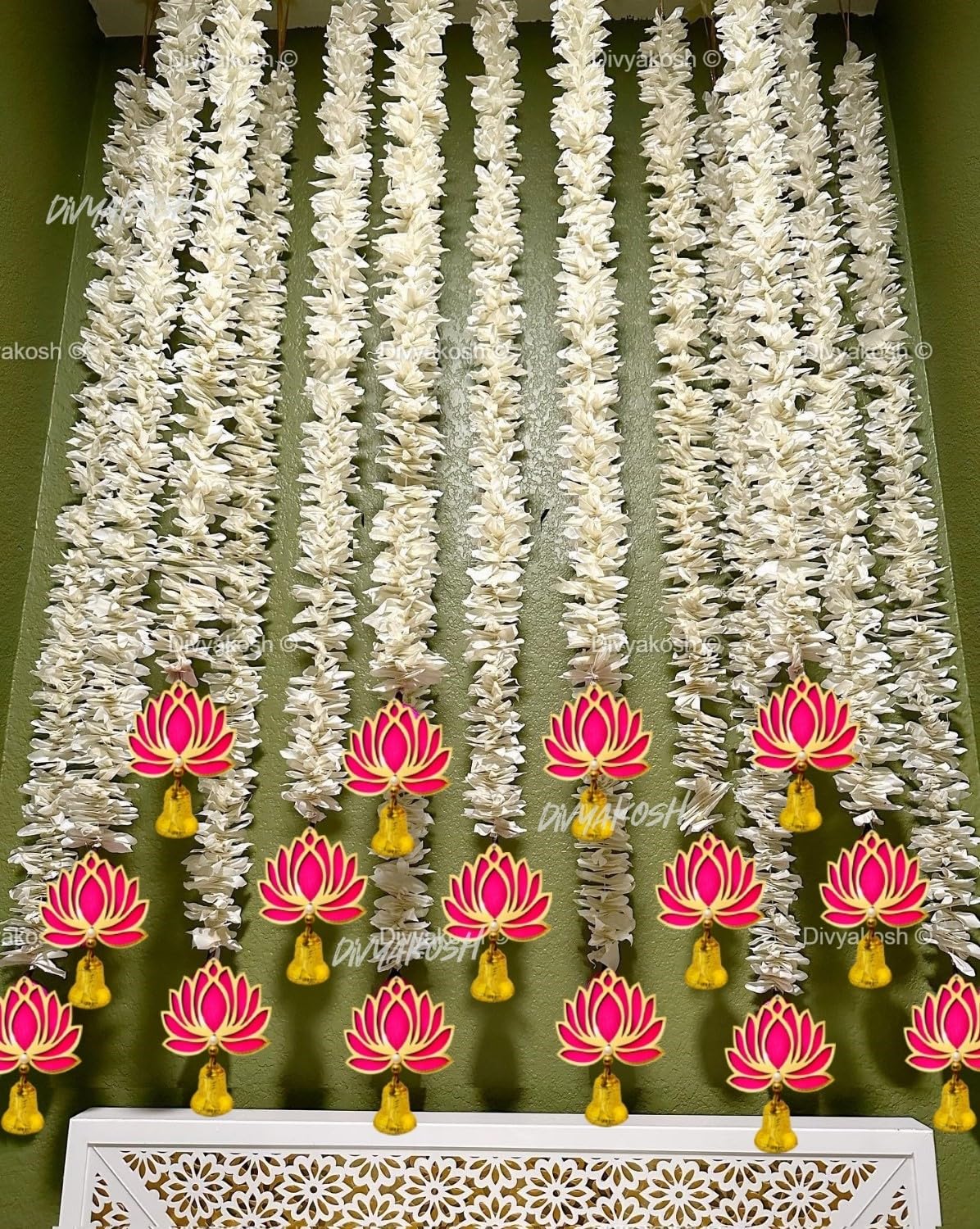 Buy Divyakosh Lotus Hanging W/ White Artificial Flowers 5 Strings ...