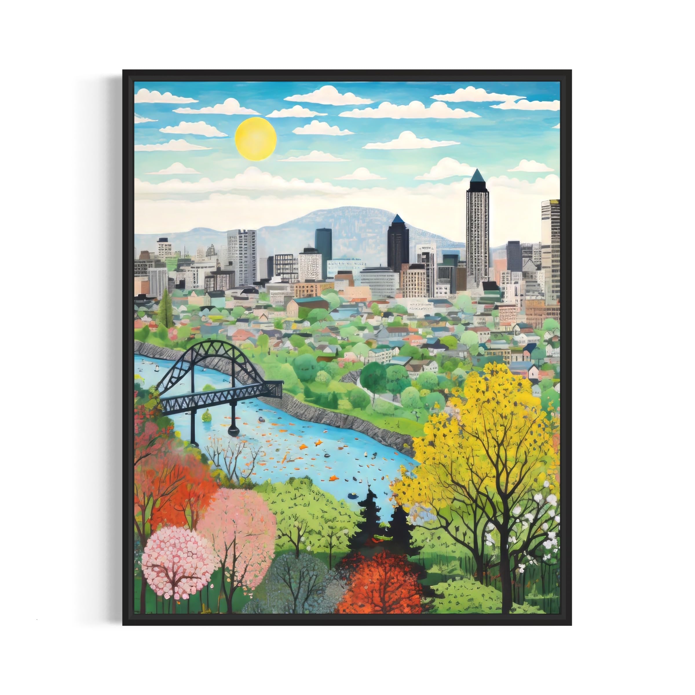 Amazon.com: Portland Oregon Poster Art Print, City Skyline American ...