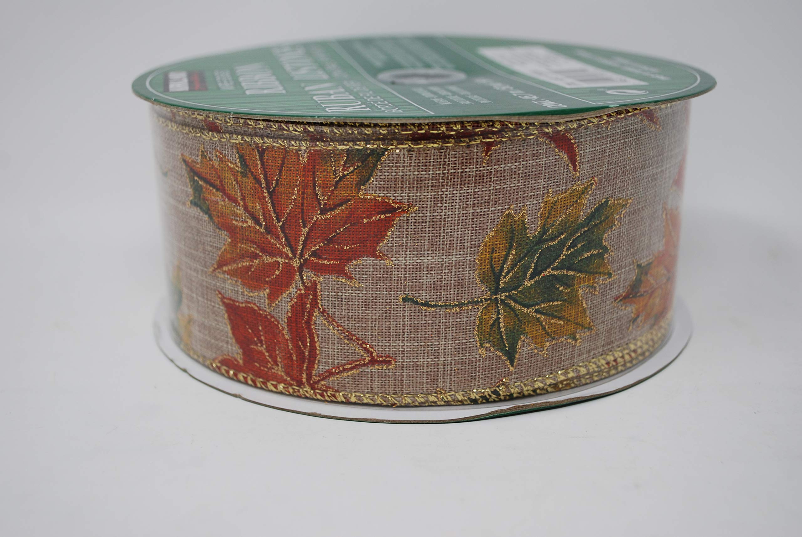 Amazon.com: Kirkland Premium Fall Leaf Metallic Ribbon Wired Edge 2.5 ...