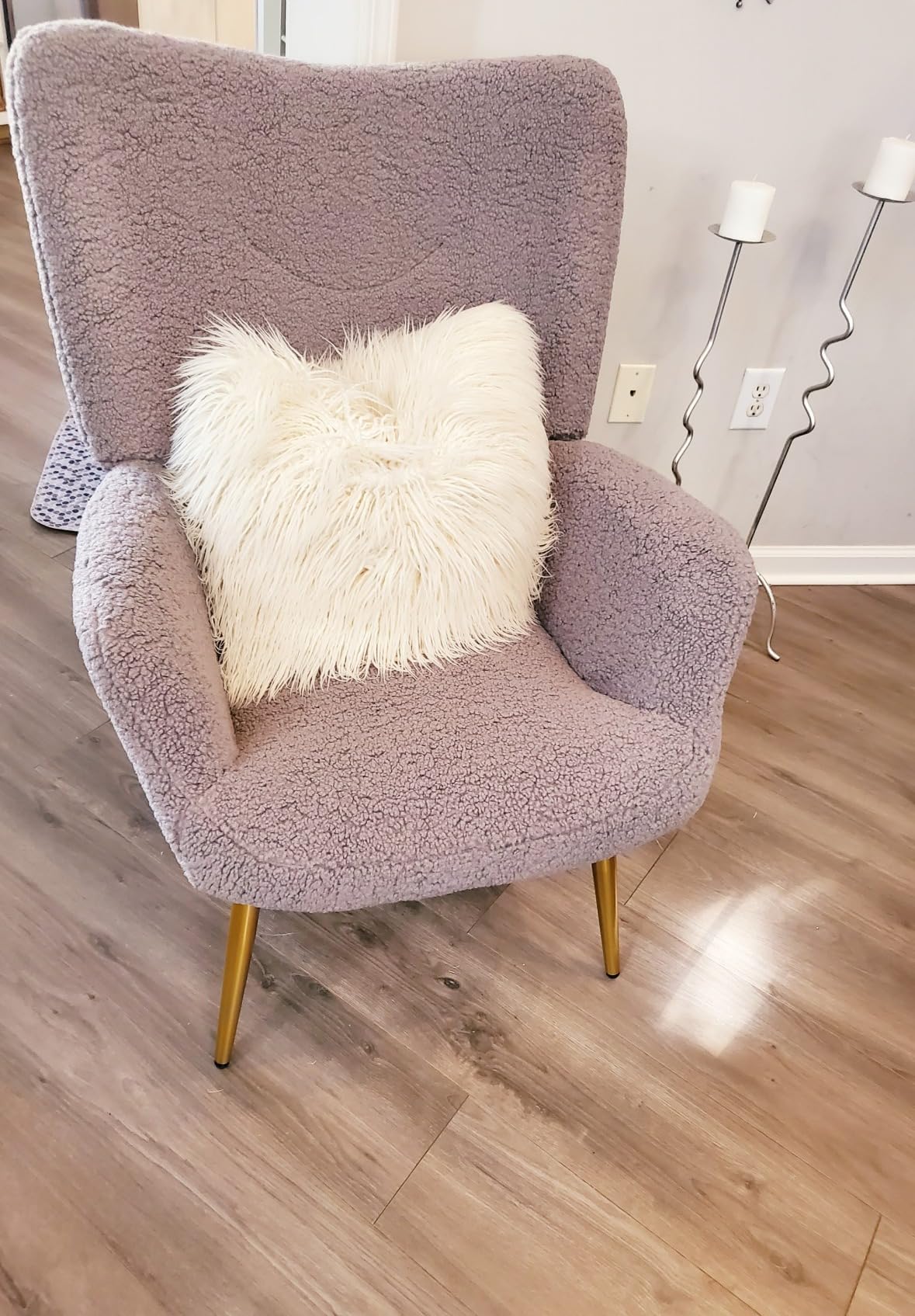 $18/mo - Finance Yaheetech Boucle Fabric Accent Chair, Sherpa Furry ...
