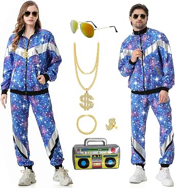Owurha 80s Galaxy Tracksuit for Men Women 80s Outfit Retro Hip Hop ...
